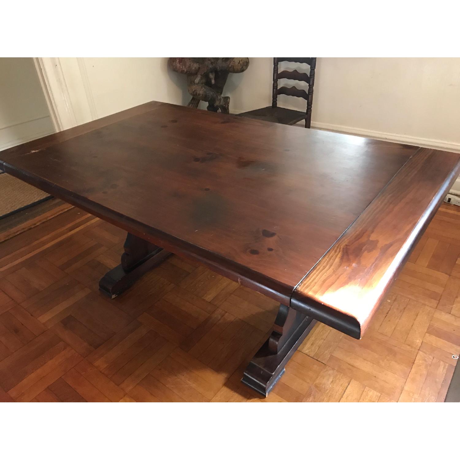 Antique Wood Trestle Expandable Dining Table - AptDeco