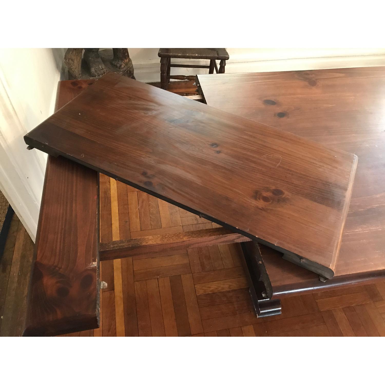 Antique Wood Trestle Expandable Dining Table - AptDeco