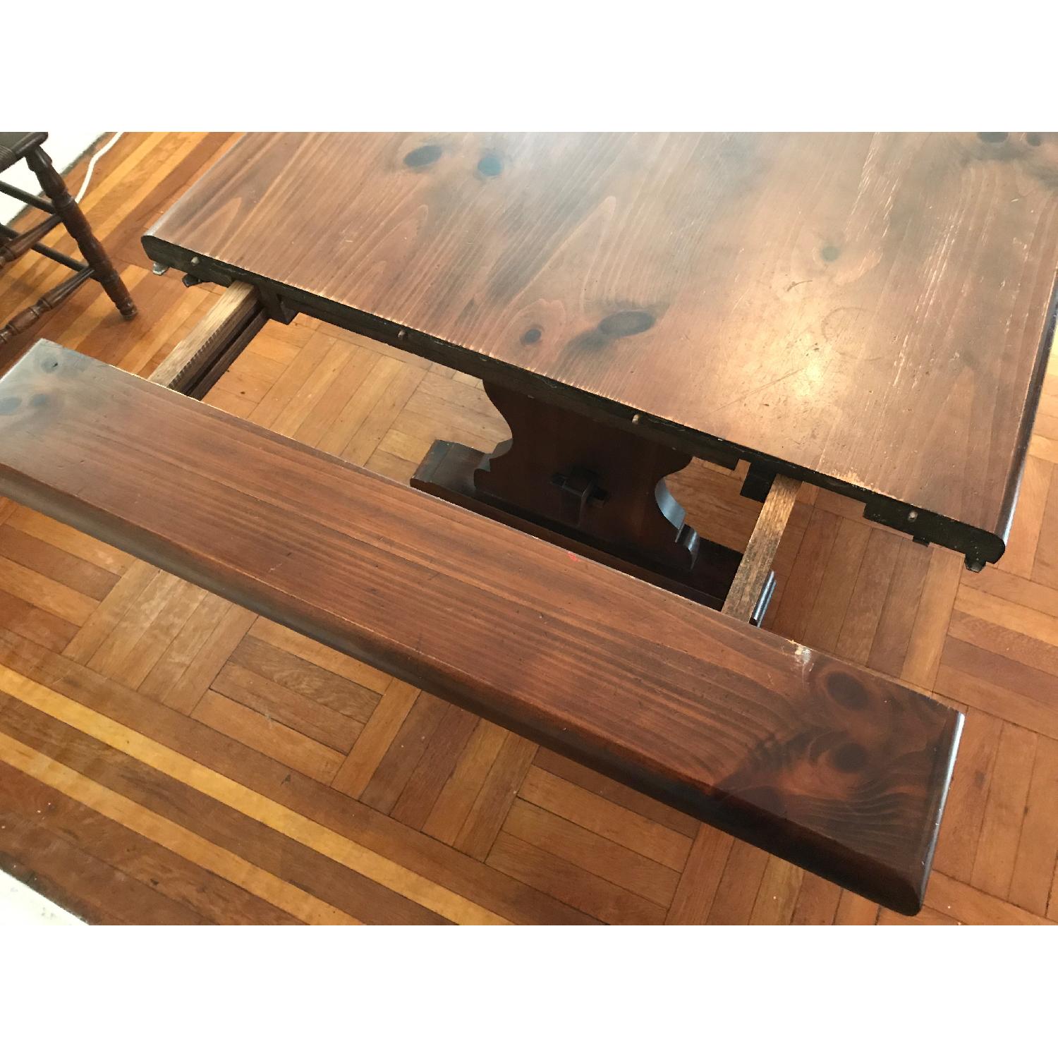 Antique Wood Trestle Expandable Dining Table - AptDeco