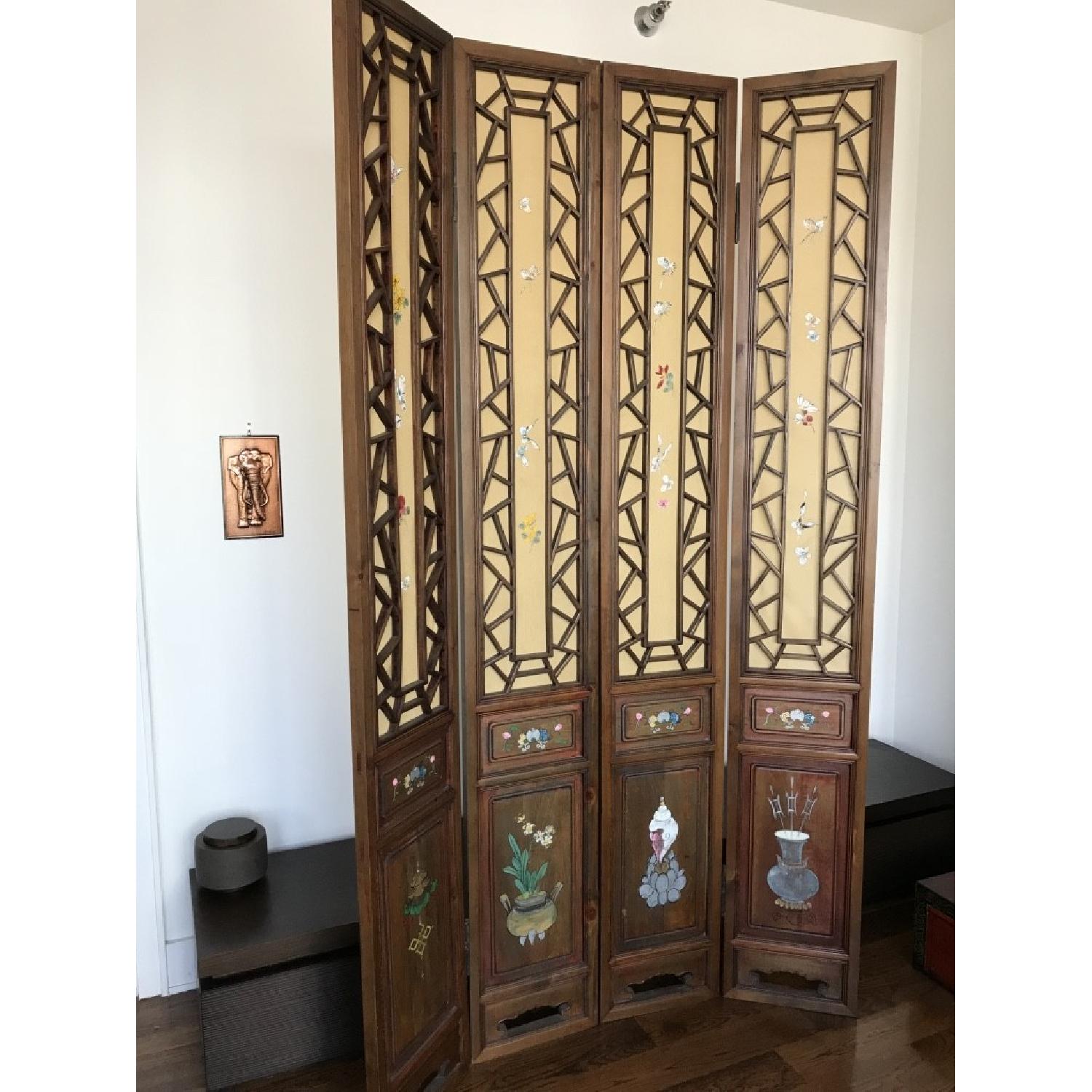 Antique Chinese 4-Panel Room Divider - AptDeco