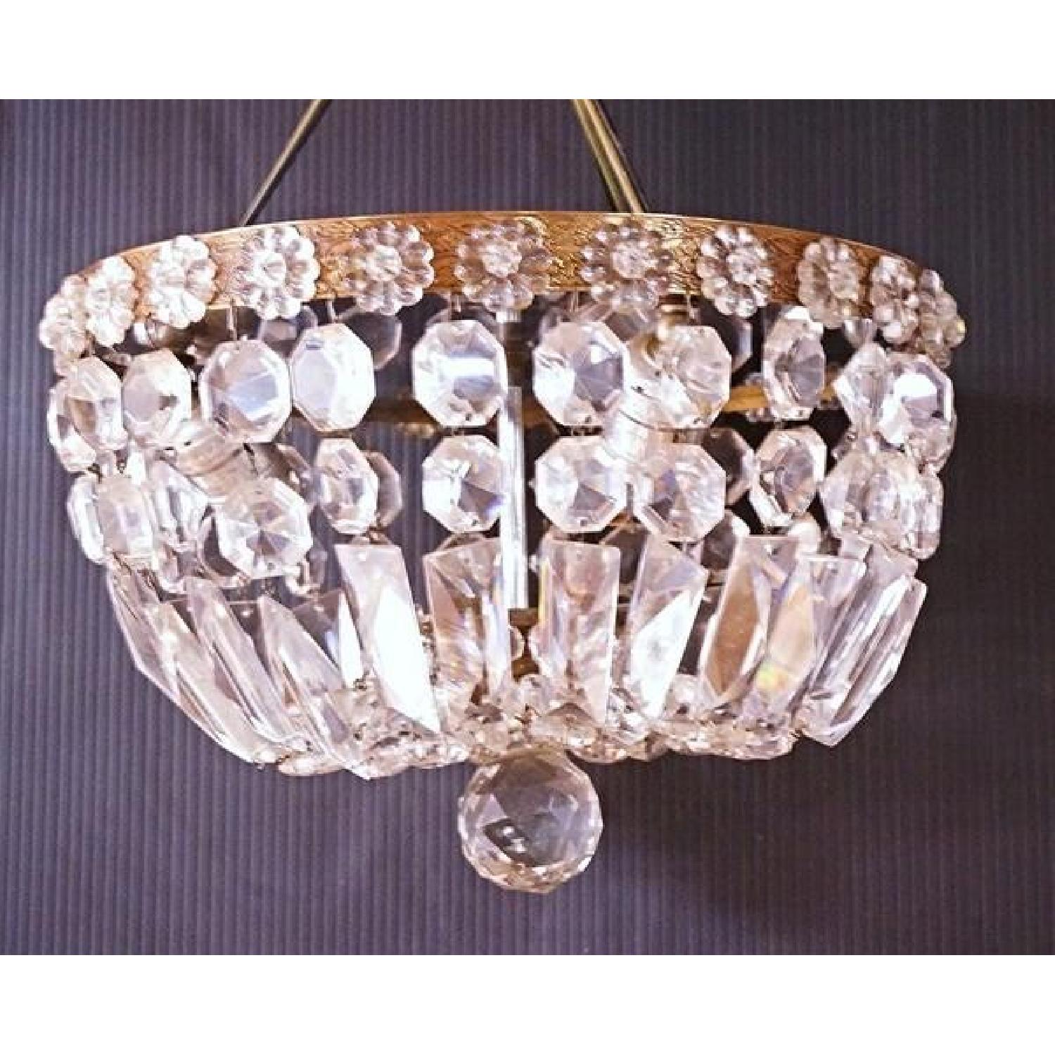 Dome Form Brass Crystal Chandelier - AptDeco