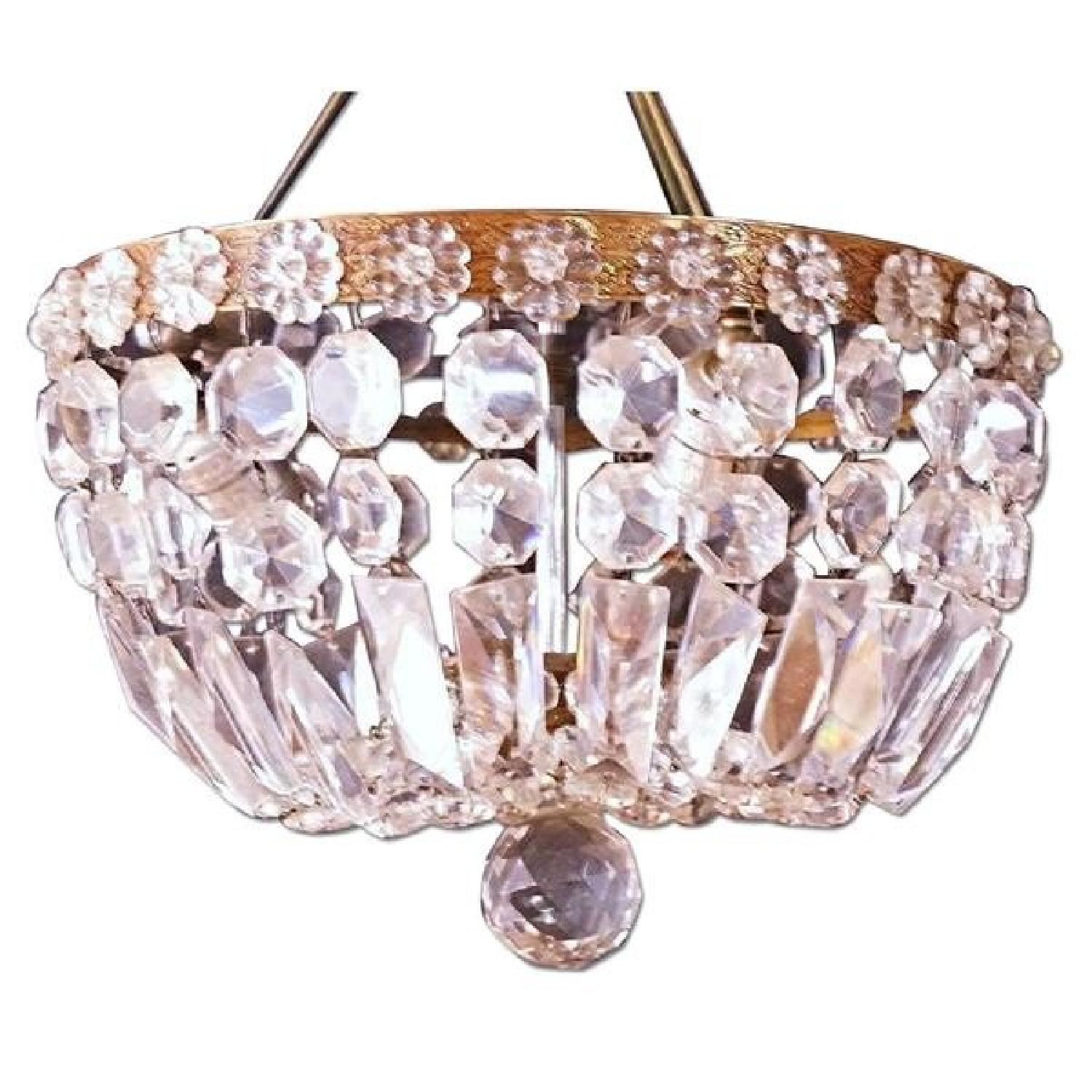 Dome Form Brass Crystal Chandelier - AptDeco