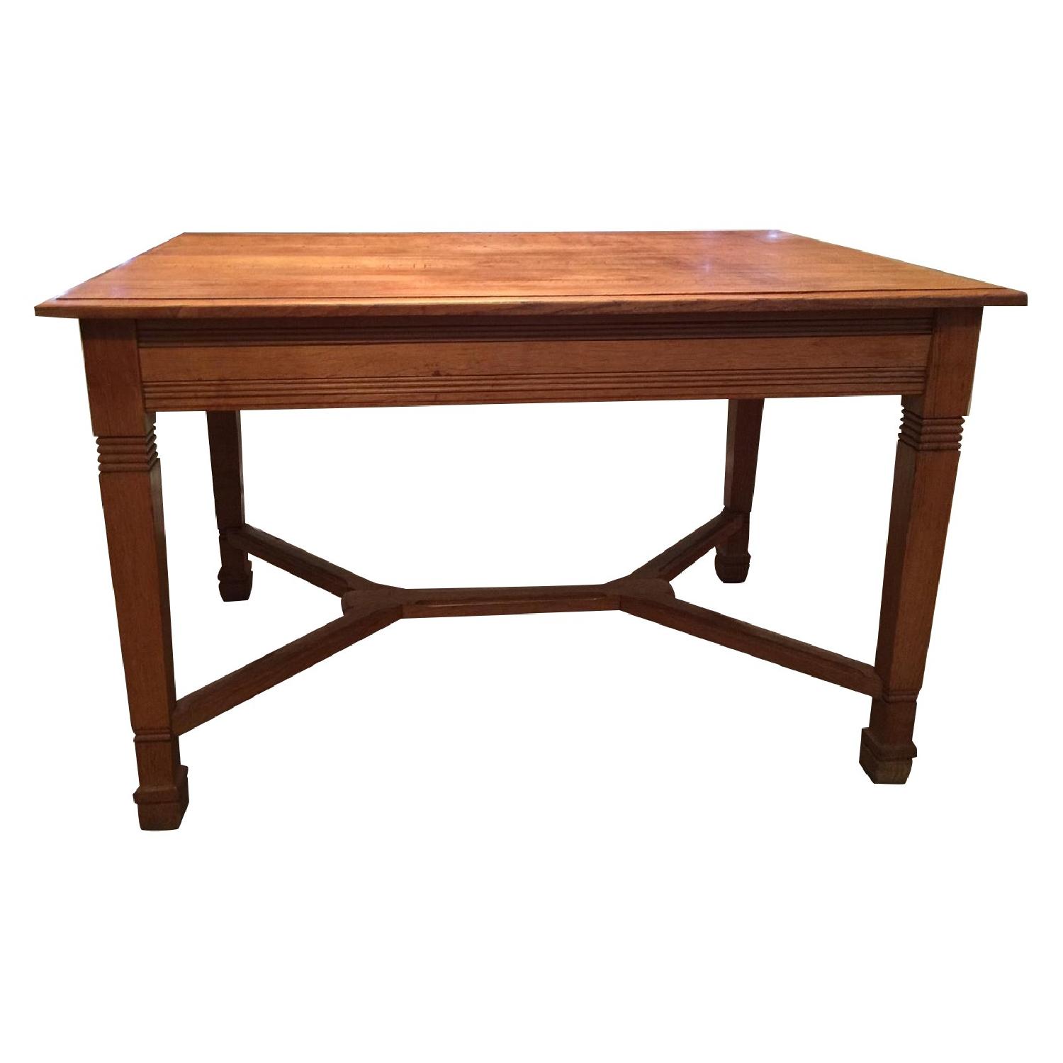 Antique European Tiger Oak Dining Table - AptDeco