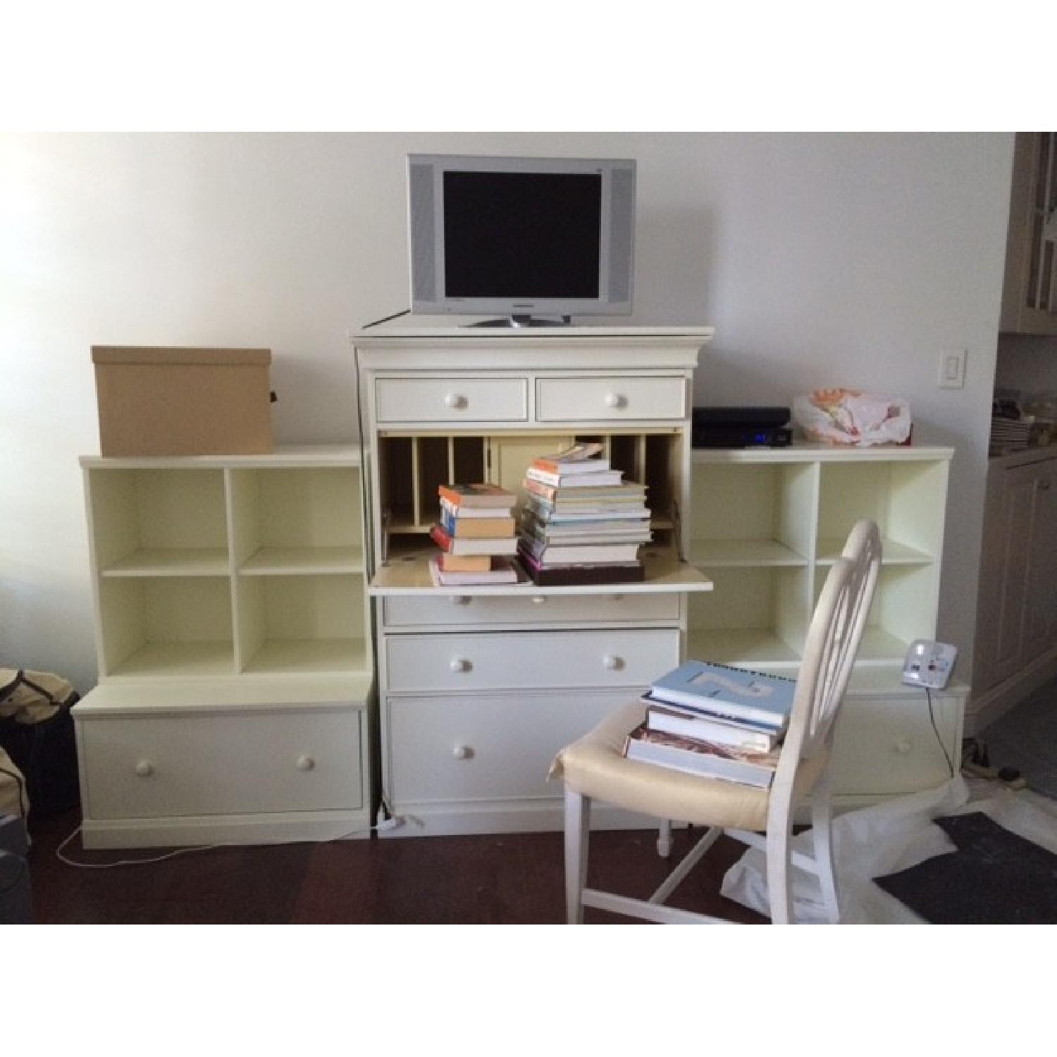 Pottery Barn White Secretary Desk + 2 Storage Units - AptDeco