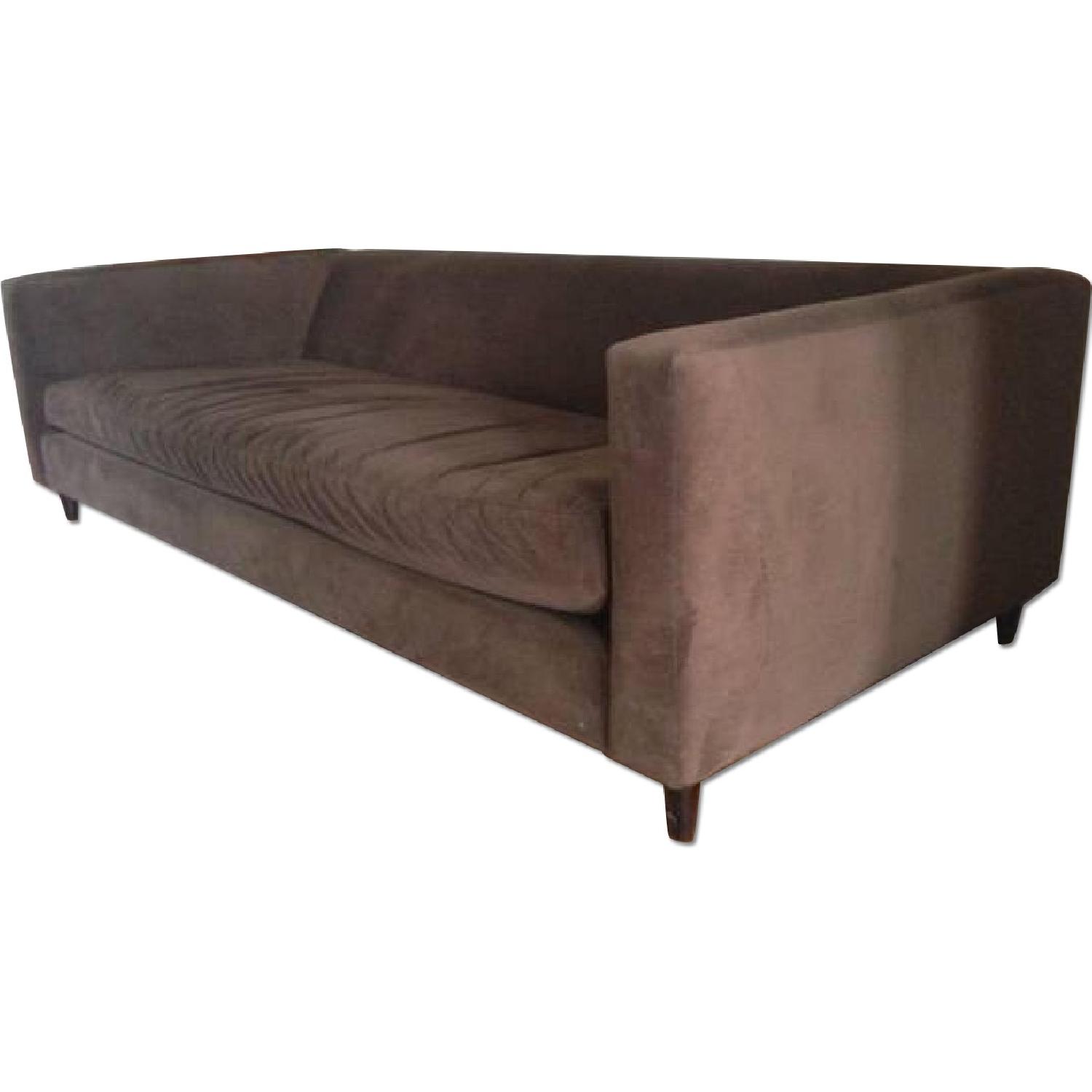 CB2 Microsuede Brown Couch - AptDeco