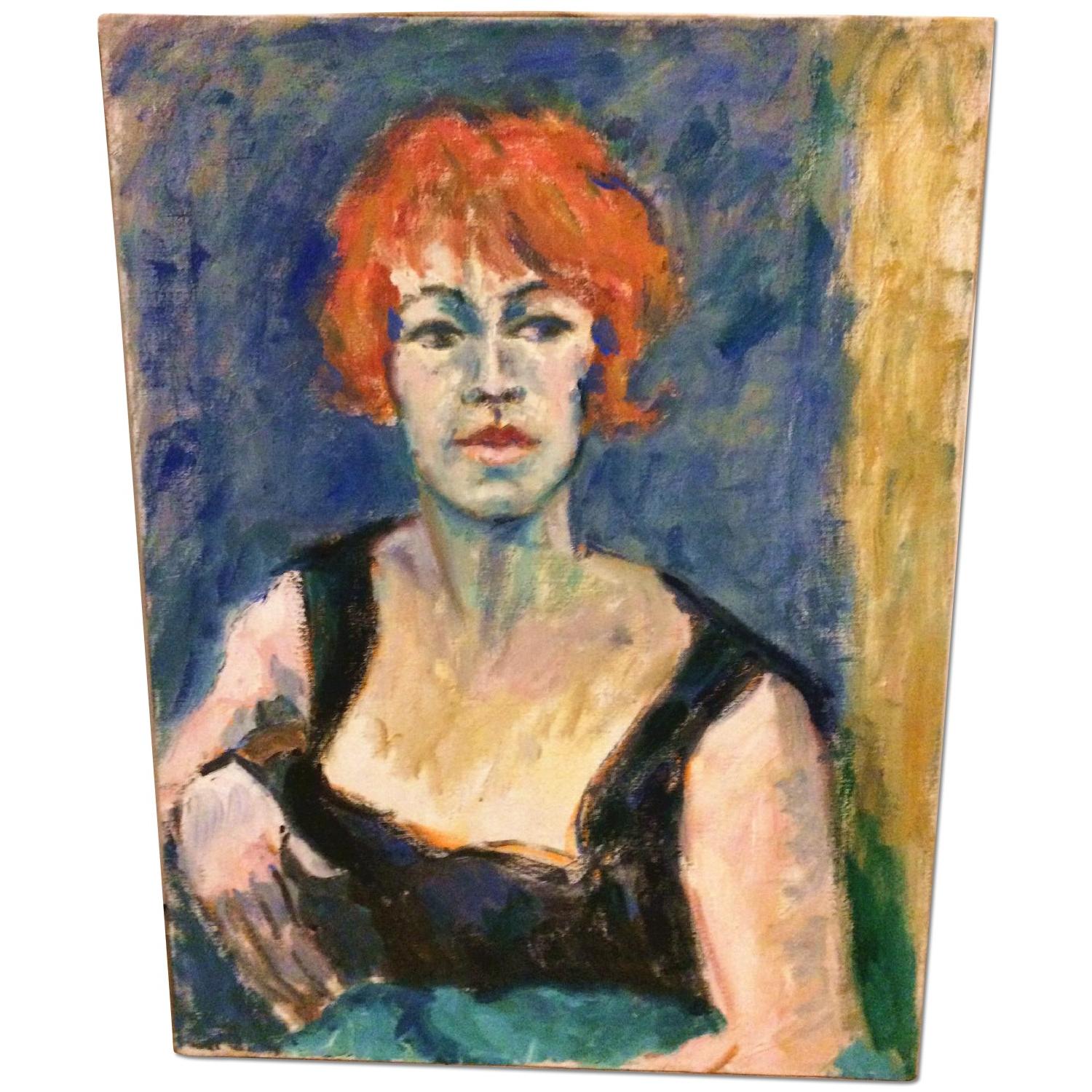 Original Mid Century Modern Fauvist Impressionist Portrait Redhead Oil ...