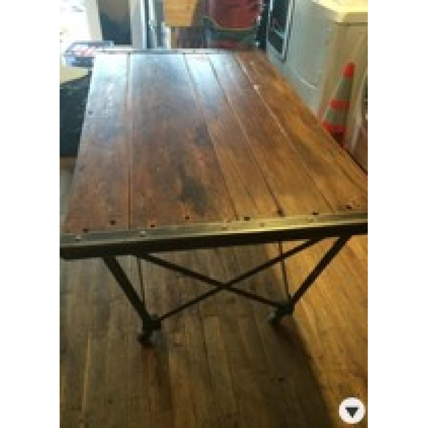 Reclaimed Wood Table on Wheels - AptDeco