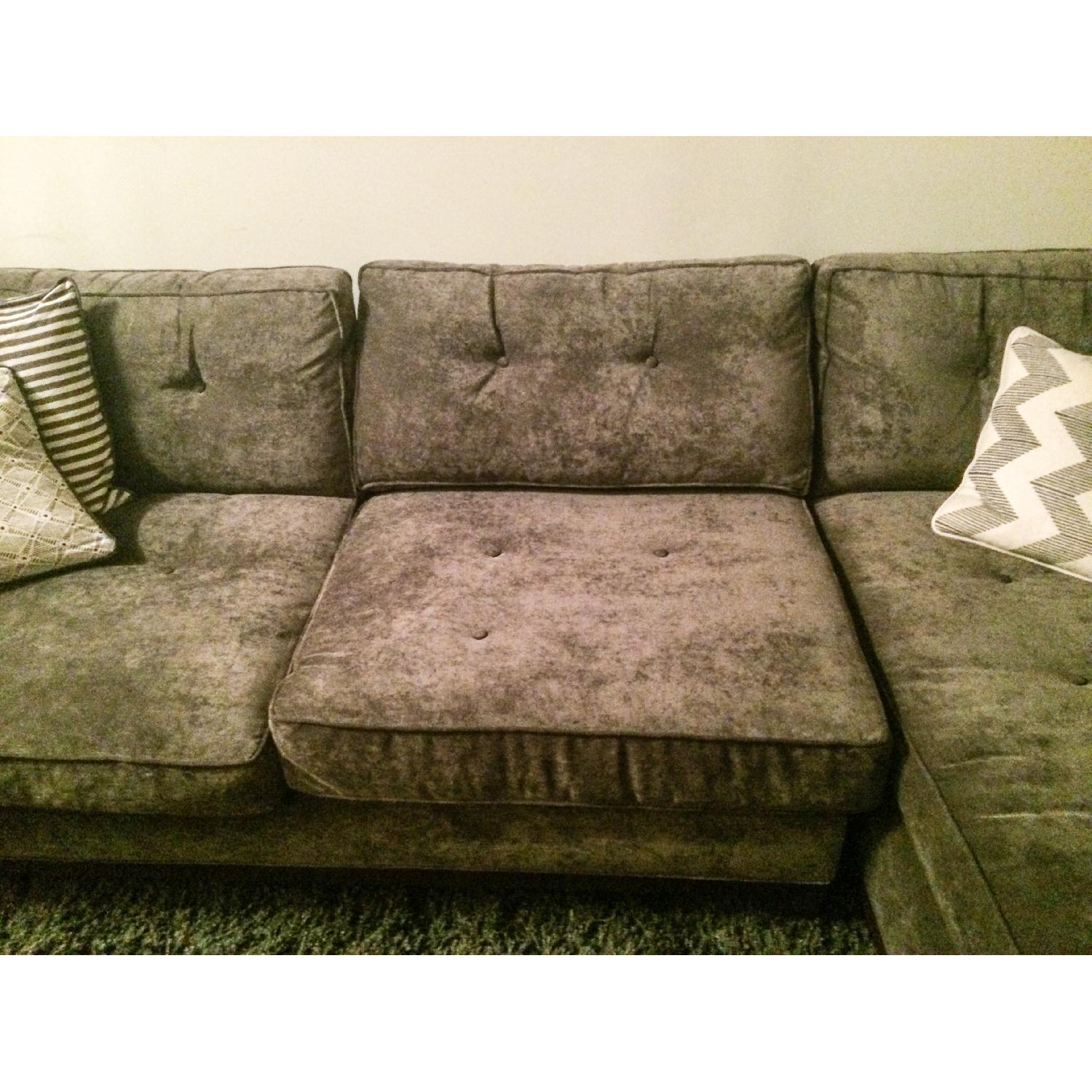 Grey Velvet Sectional - AptDeco