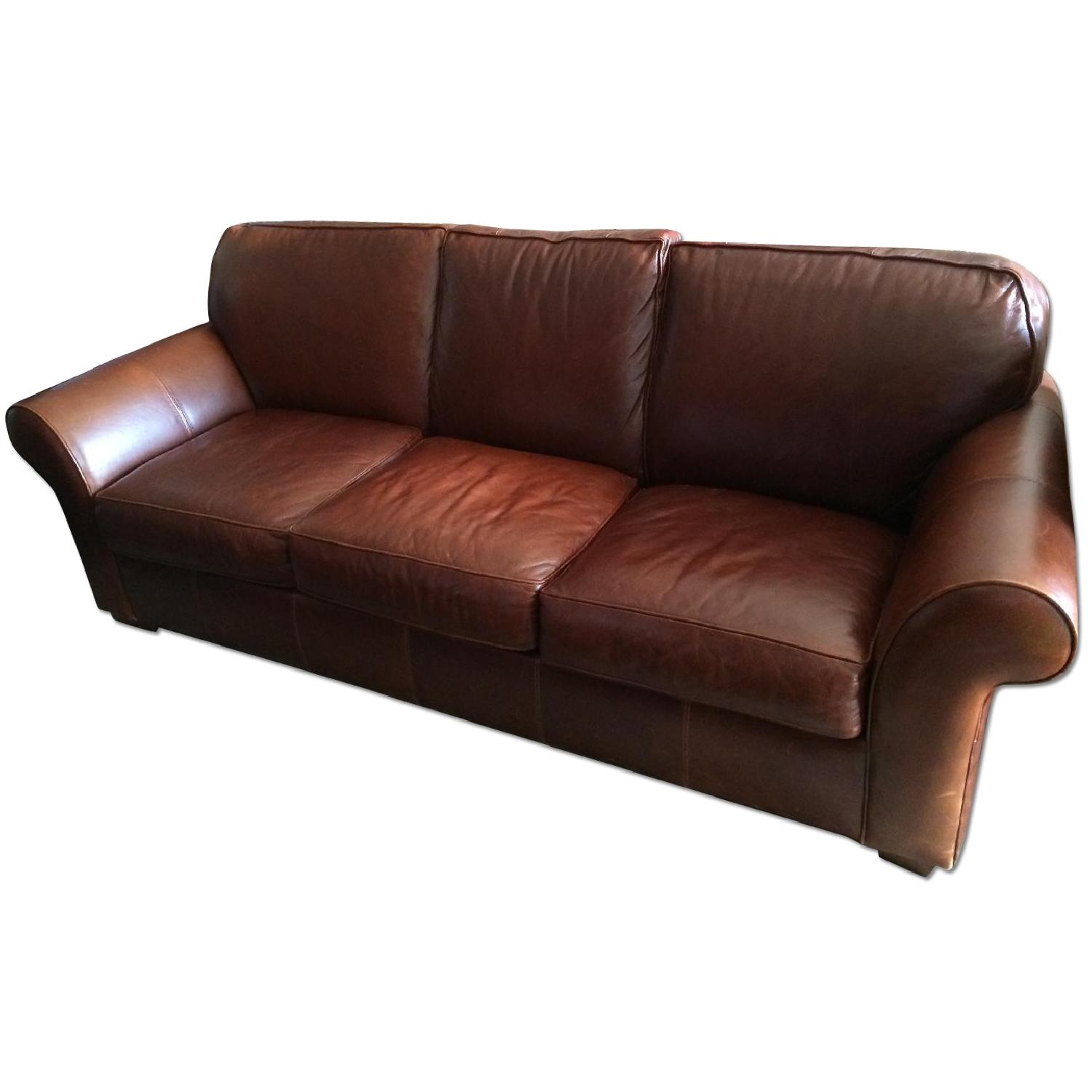 ABC Carpet and Home Leather Sofa w/ Queen Sleeper - AptDeco