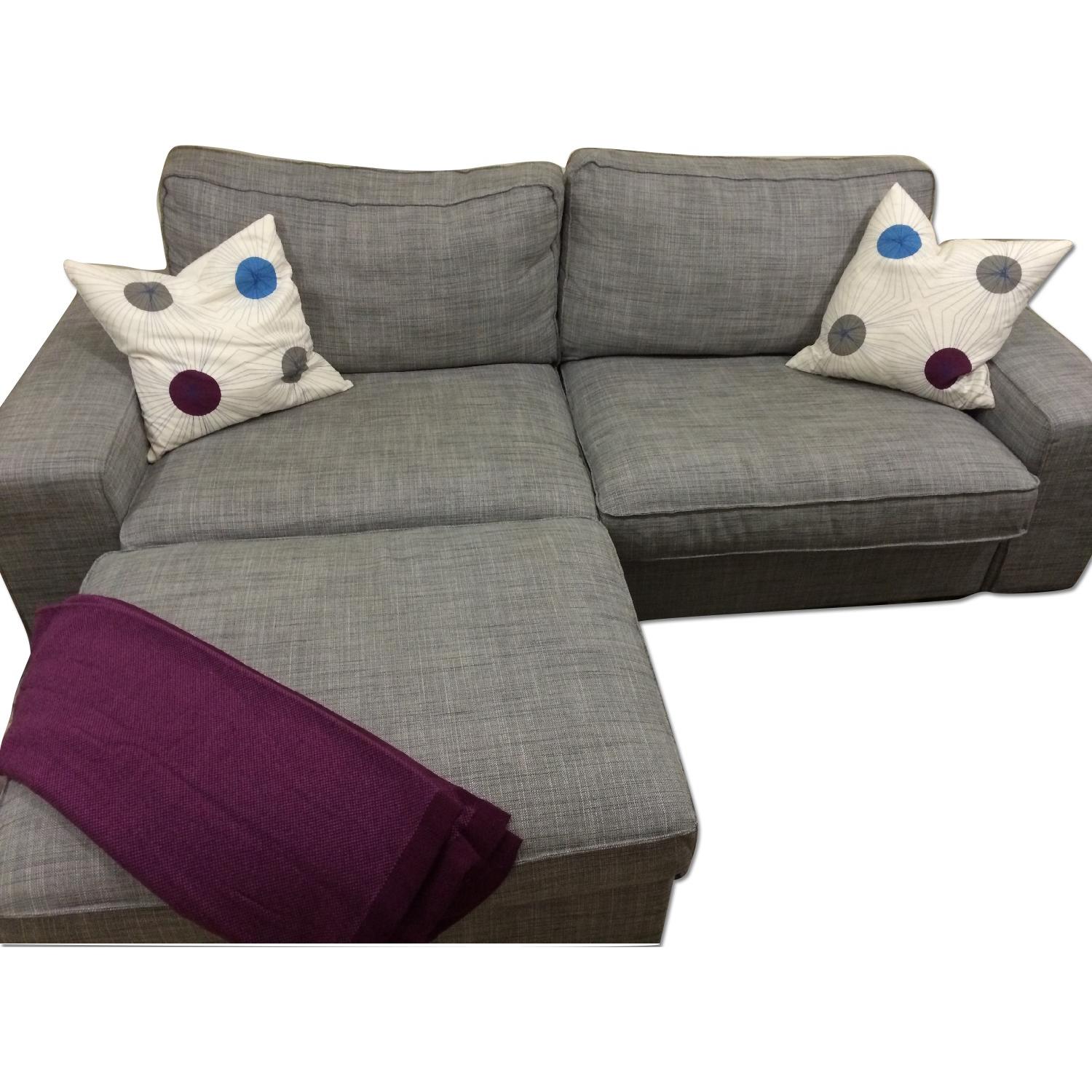 Ikea Kivik Isunda Gray Couch and Ottoman w/ Storage - AptDeco