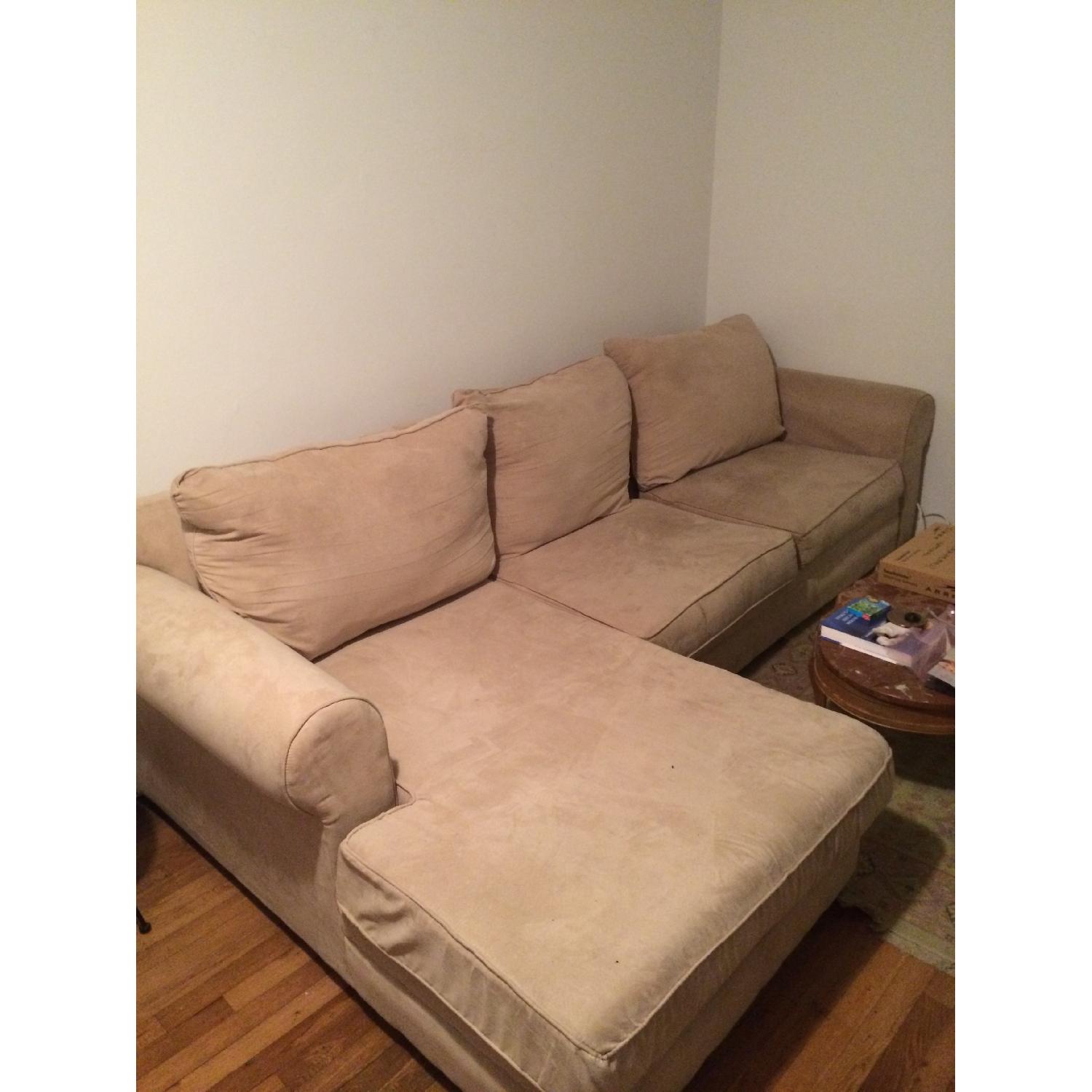 Beige L Shaped Sectional Couch - AptDeco