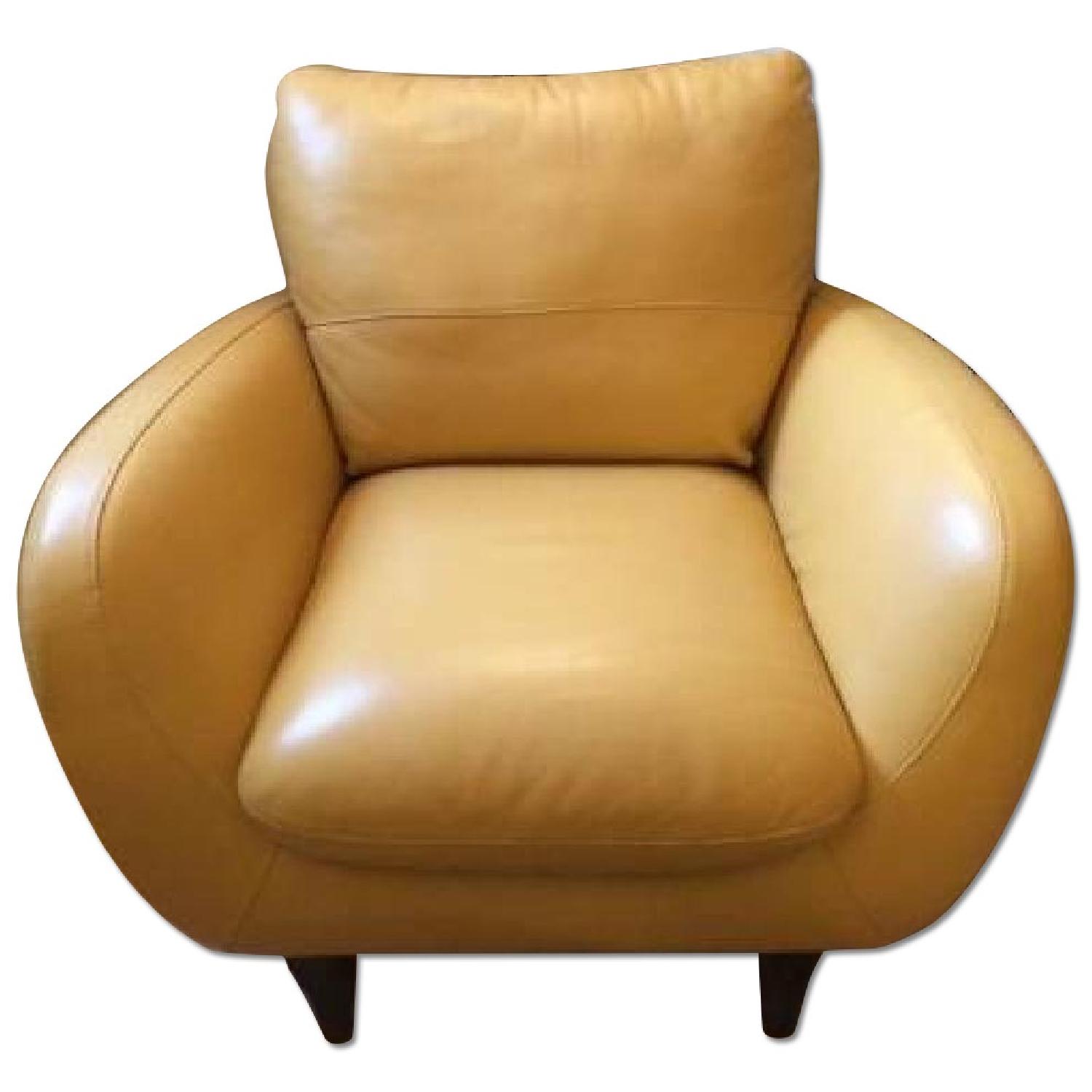 Natuzzi Italia Leather Astro Arm Chair - AptDeco