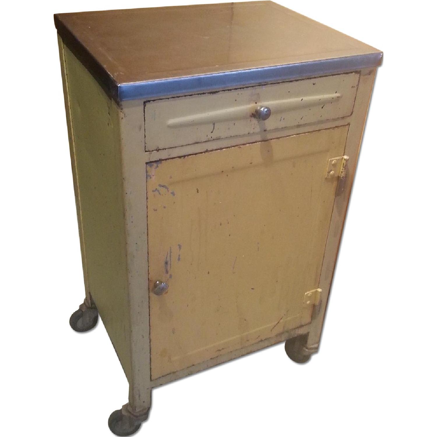 Vintage Metal Cup Board on Wheels - AptDeco