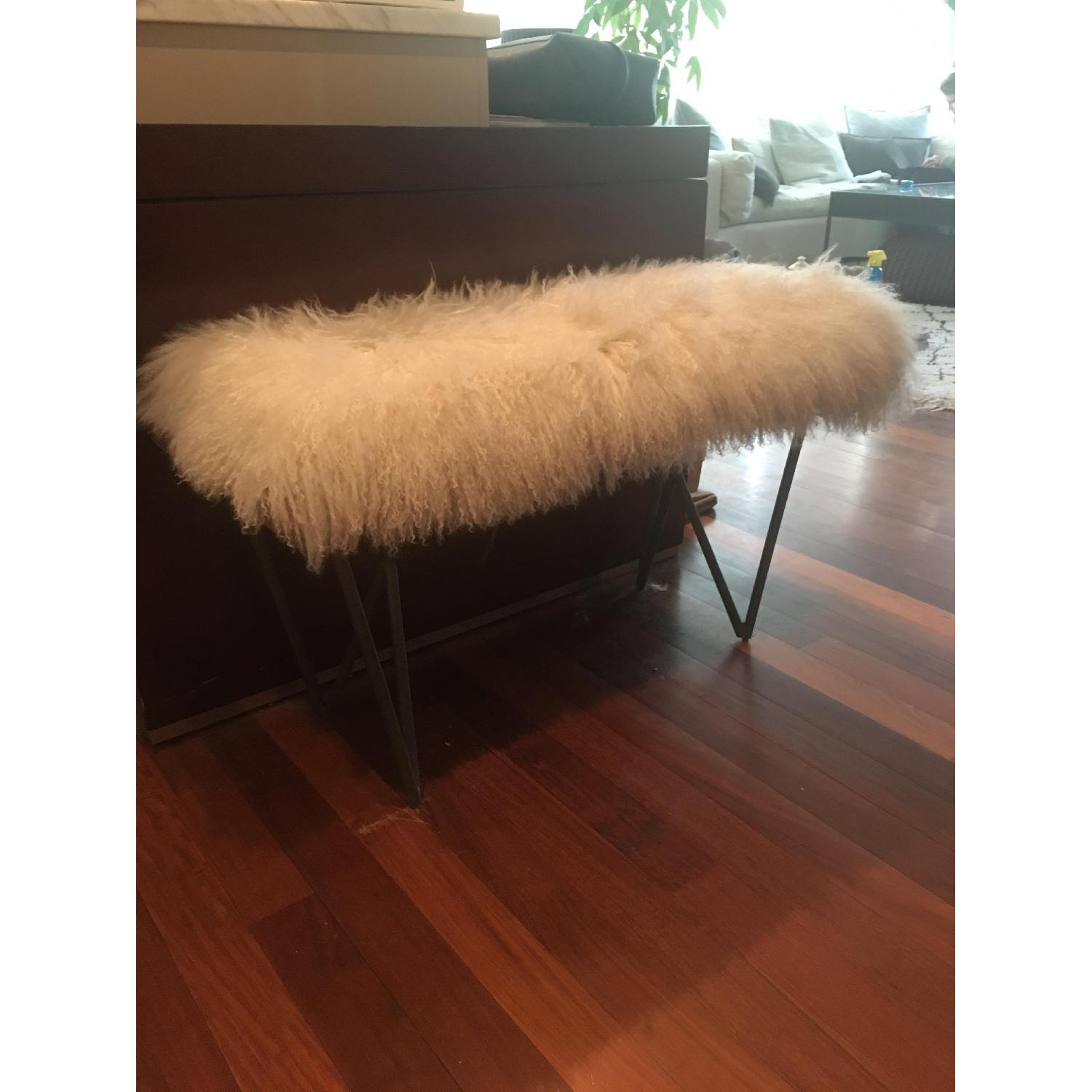 CB2 Dylan Bench w/ Mongolian Lamb Cover - AptDeco