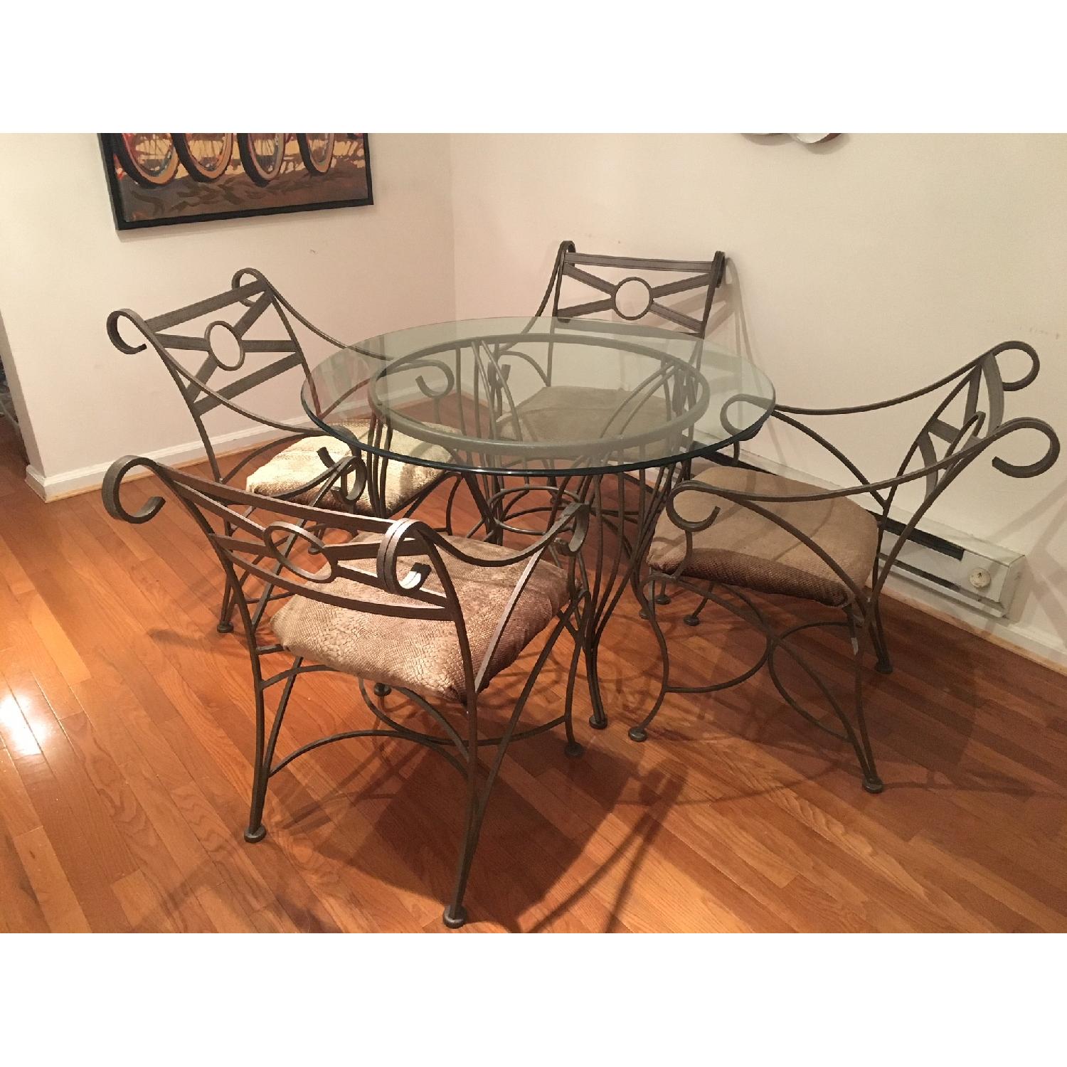 Meadowcraft Furniture Glass & Wrought Iron Dining Table - AptDeco