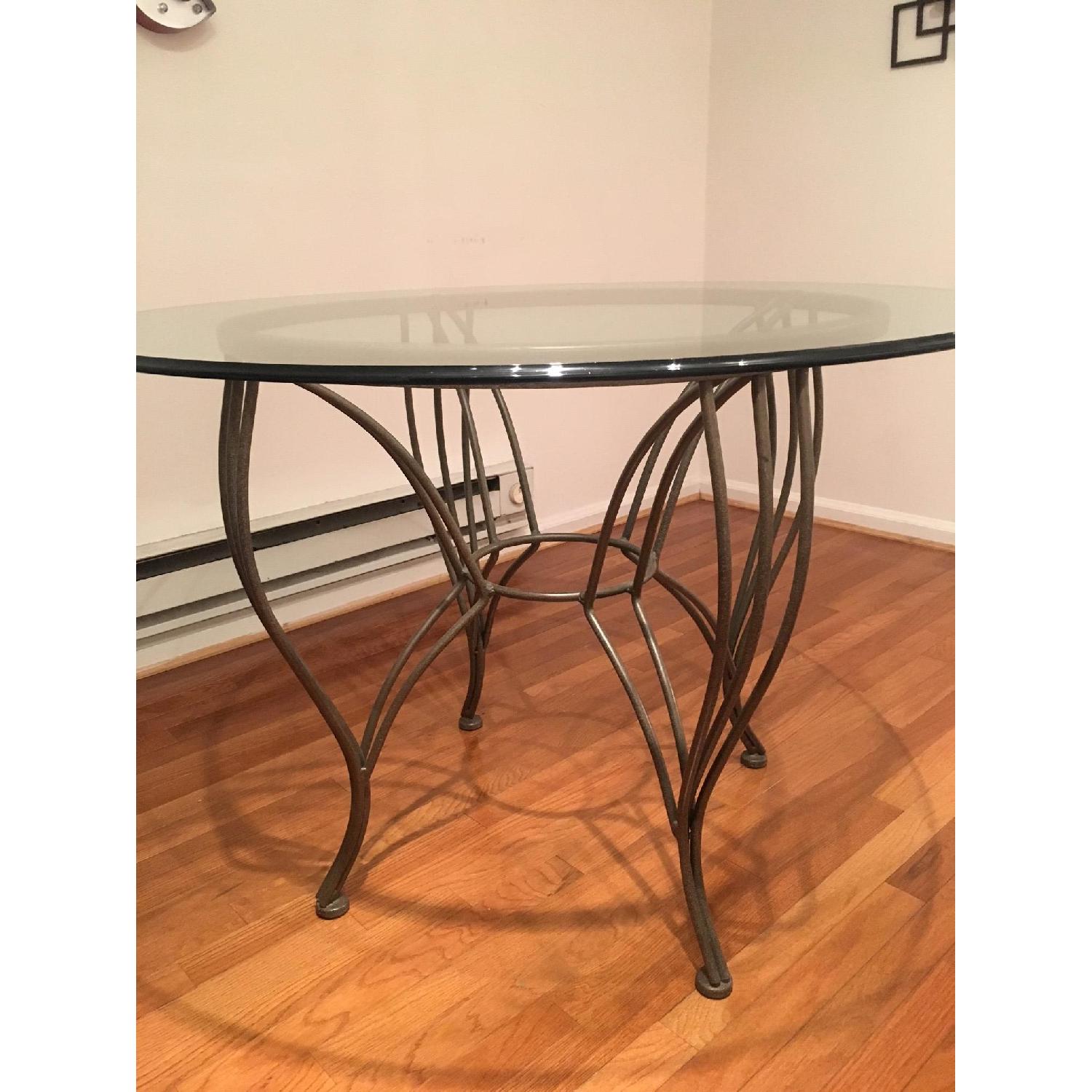 Meadowcraft Furniture Glass & Wrought Iron Dining Table - AptDeco