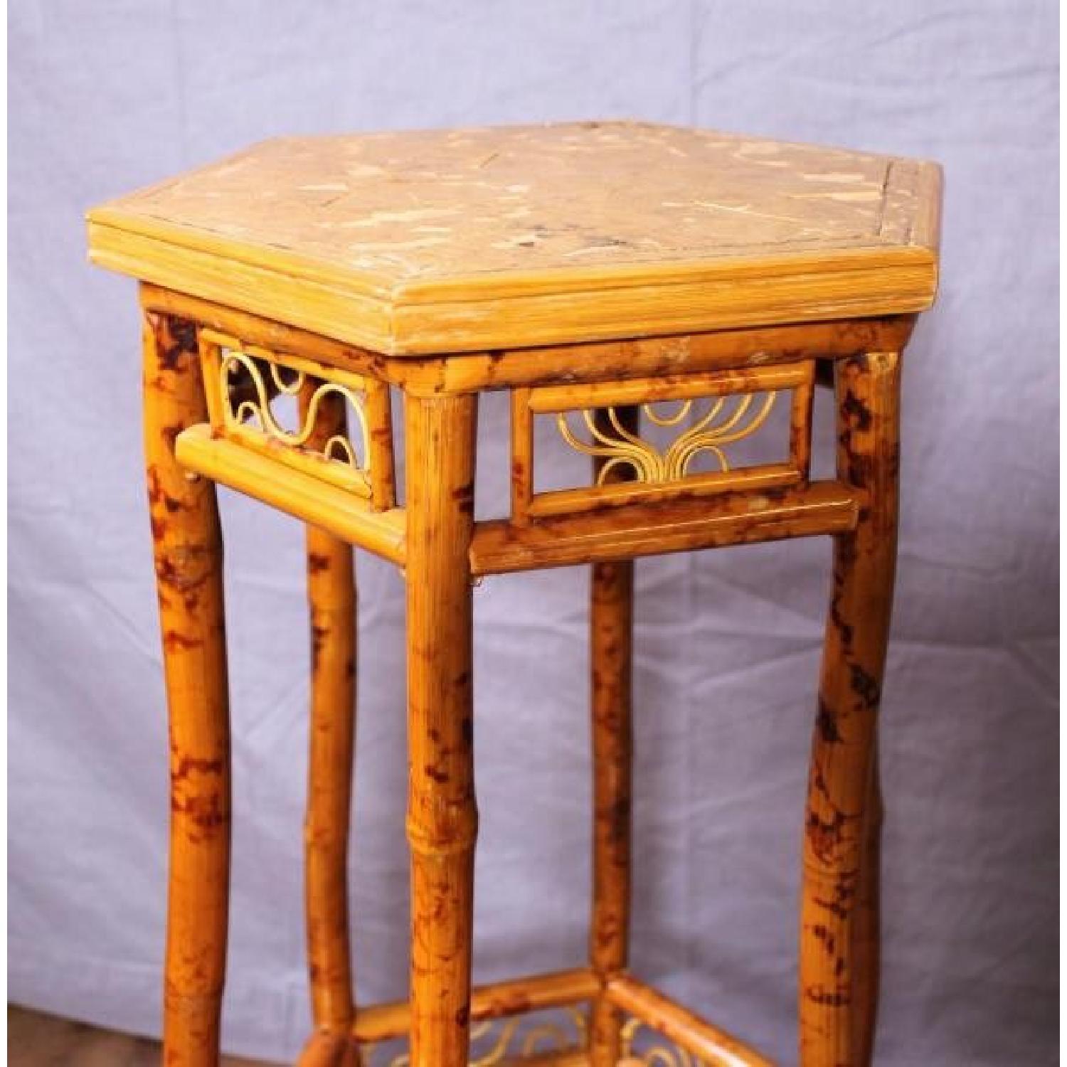 Rosenthal Netter Hexagonal Bamboo Pedestal End Table - AptDeco