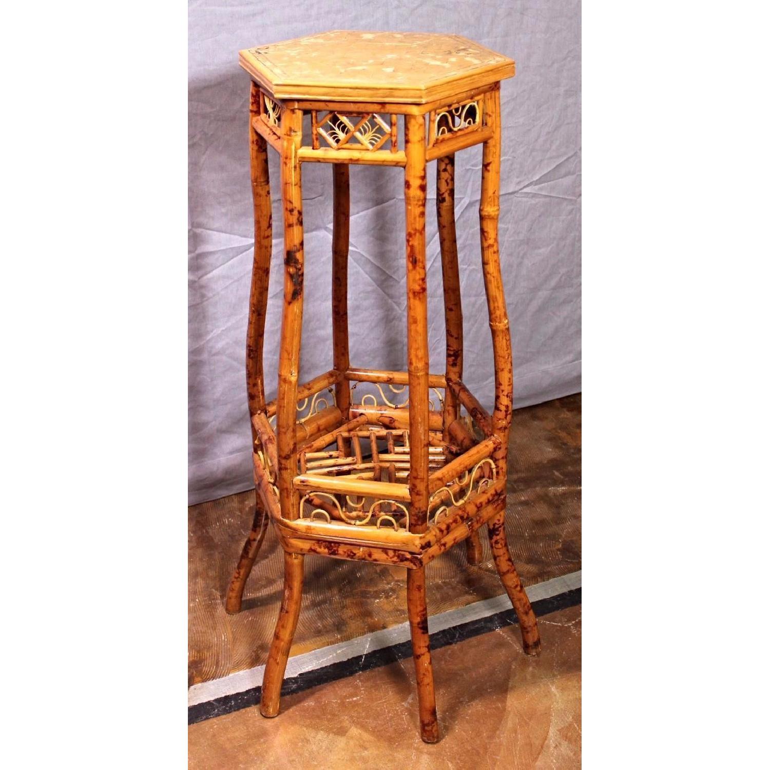 Rosenthal Netter Hexagonal Bamboo Pedestal End Table - AptDeco