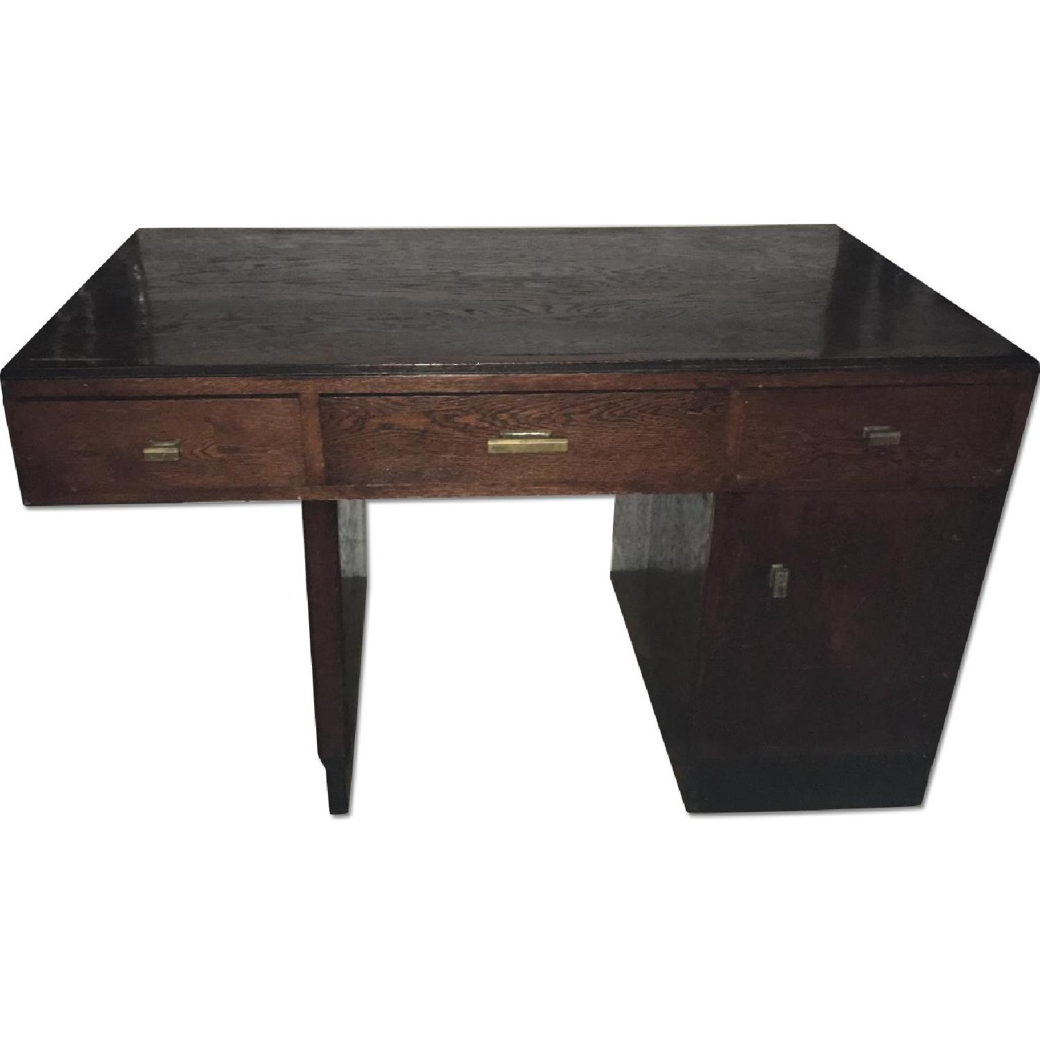Antique Wood Partners Desk - AptDeco