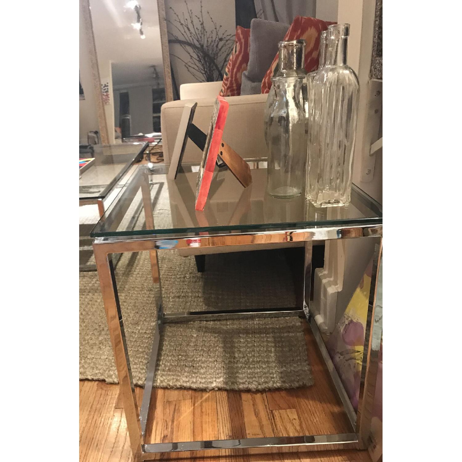 CB2 Smart Glass Top Side Table - AptDeco