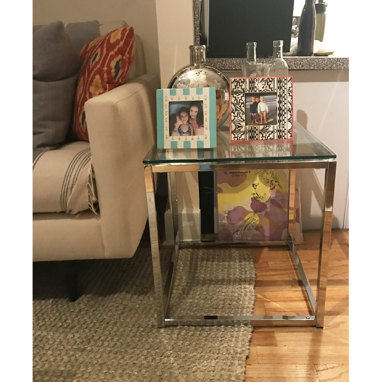 CB2 Smart Glass Top Side Table - AptDeco
