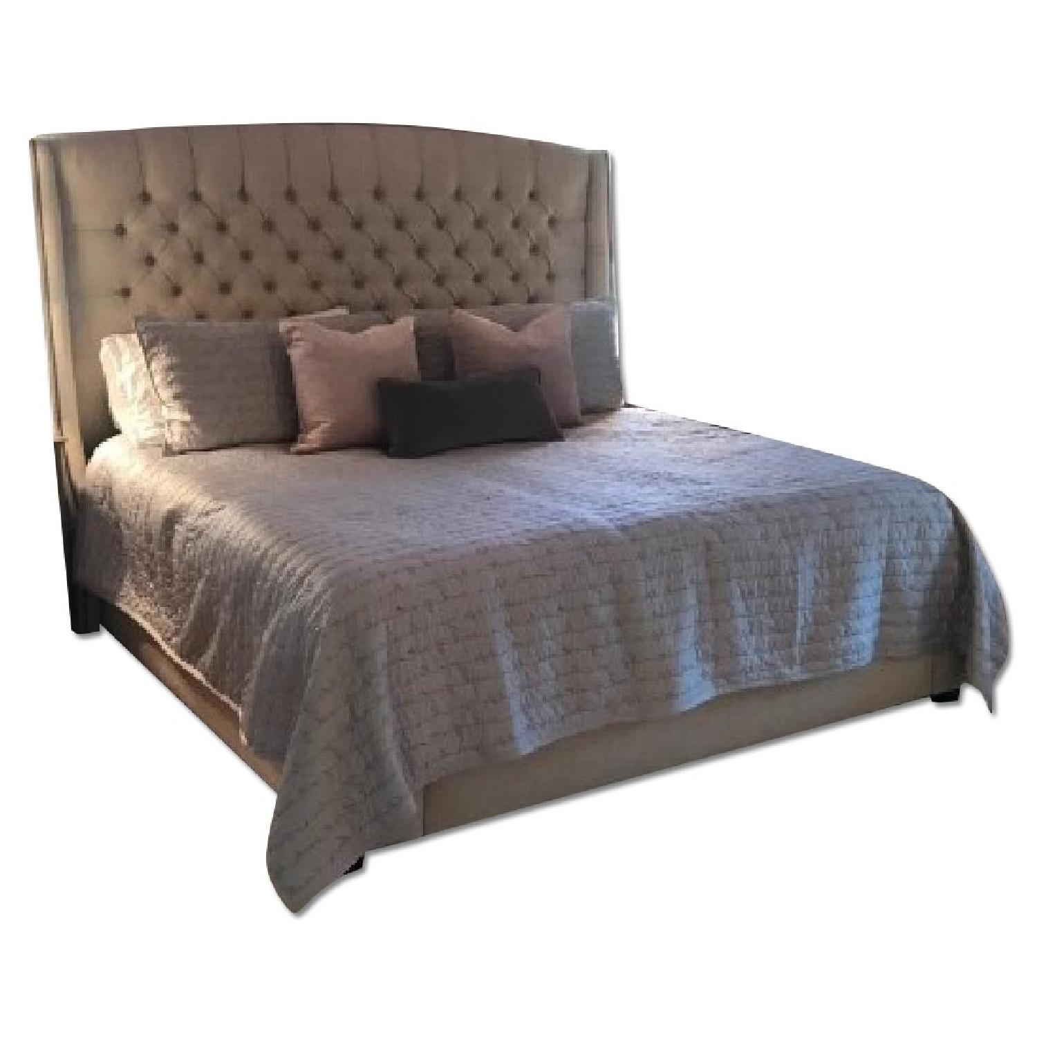 Restoration Hardware Warner Tufted King Bed w/ Headboard - AptDeco