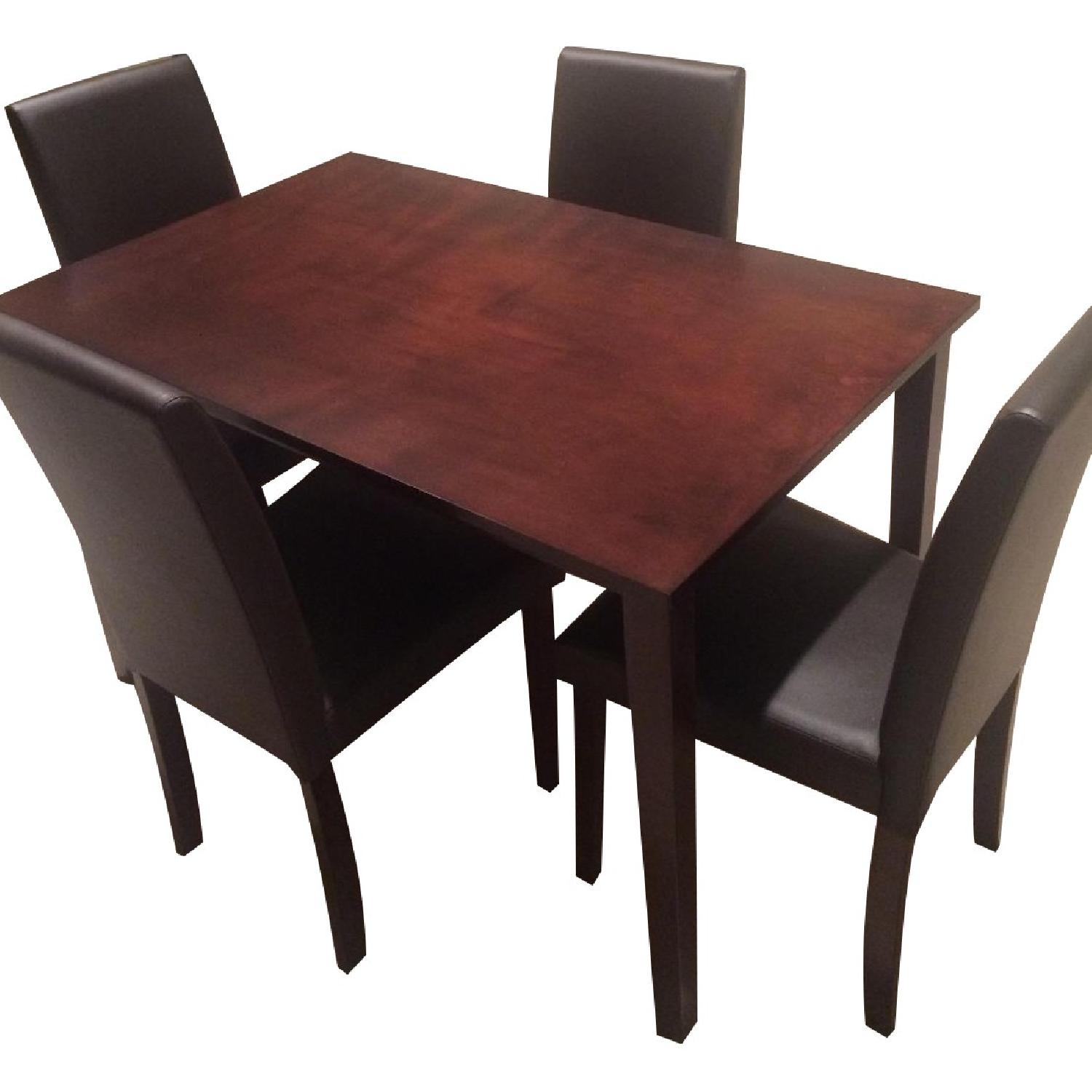 Dark Brown Dining Table w/ 4 Chairs - AptDeco