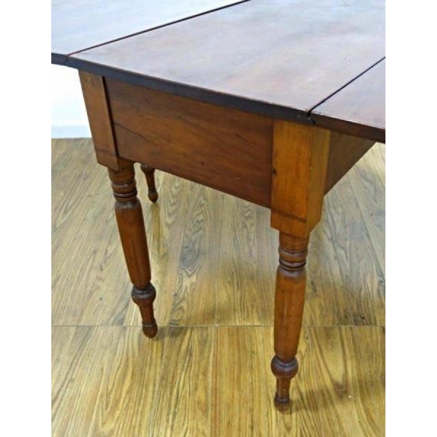 Antique Early Cherry Drop Leaf Spindle Legs Table Console - AptDeco