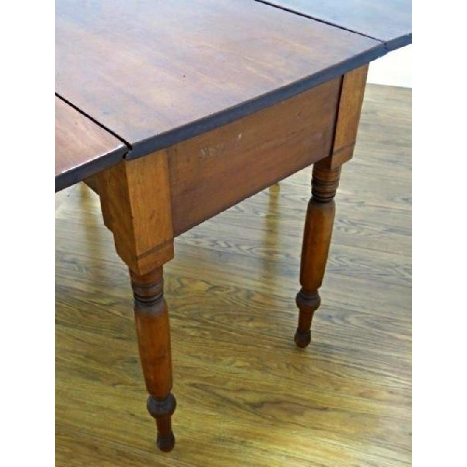 Antique Early Cherry Drop Leaf Spindle Legs Table Console - AptDeco