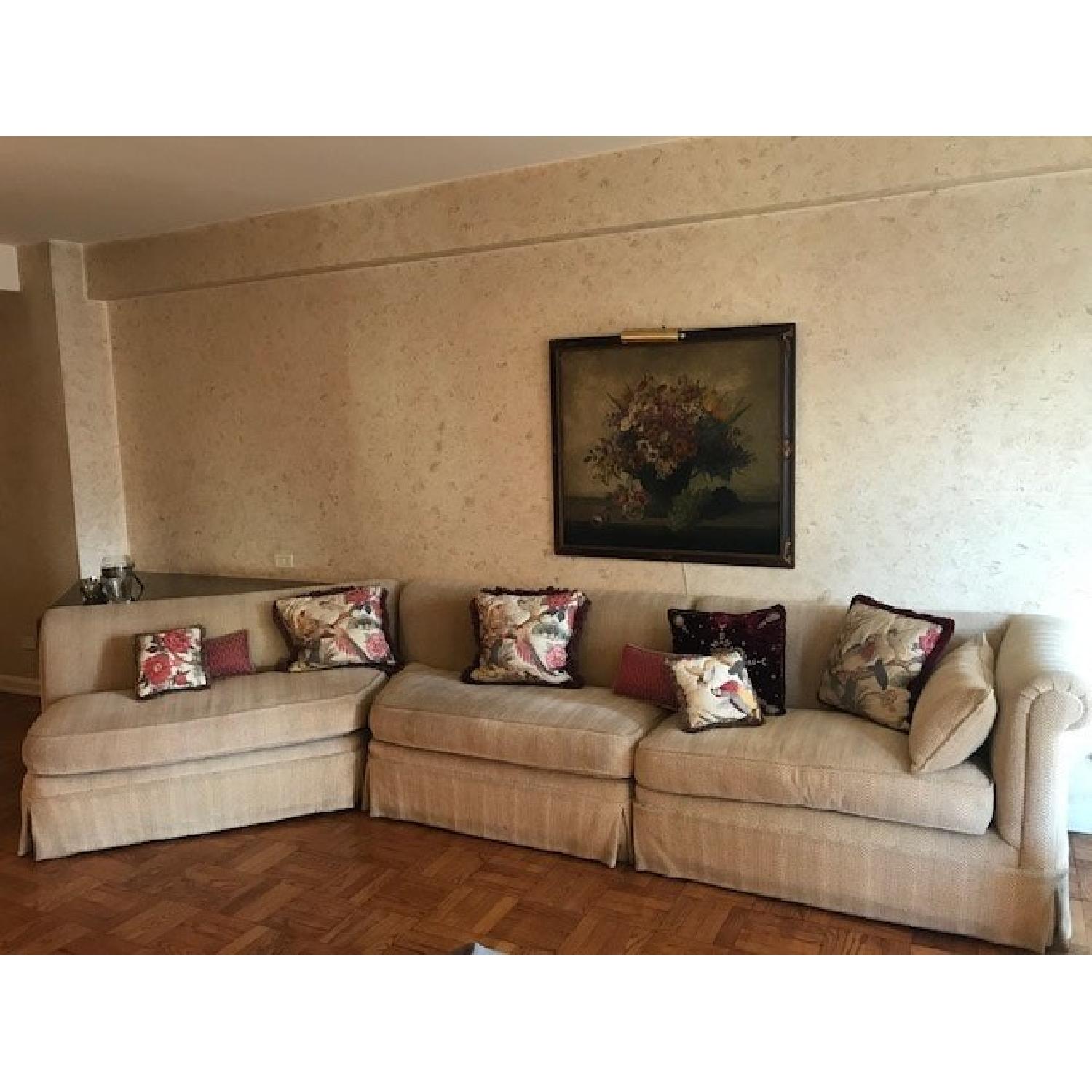 Custom Beige 3 Piece Sectional Sofa - AptDeco