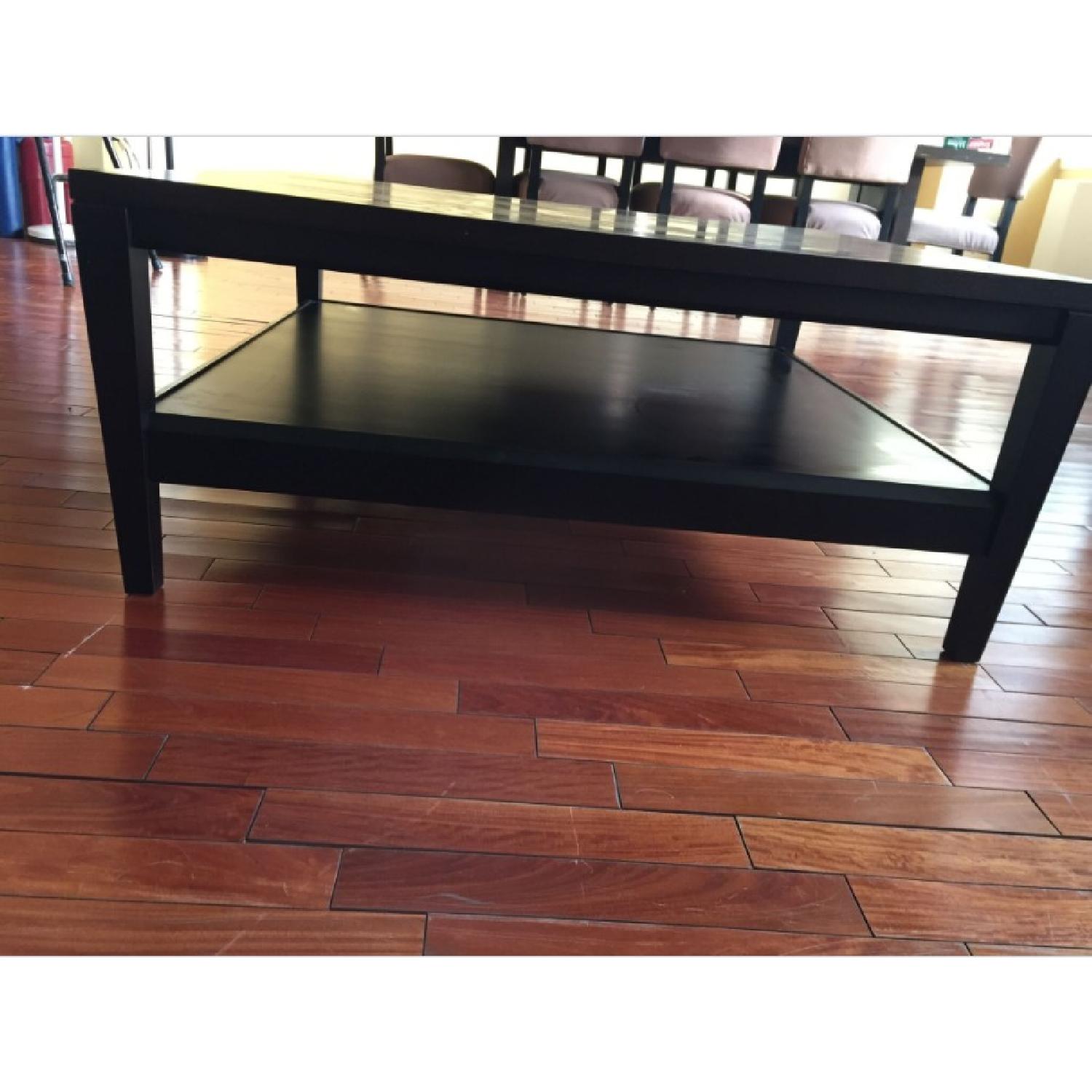 Crate & Barrel Two-Level Black Square Coffee Table - AptDeco