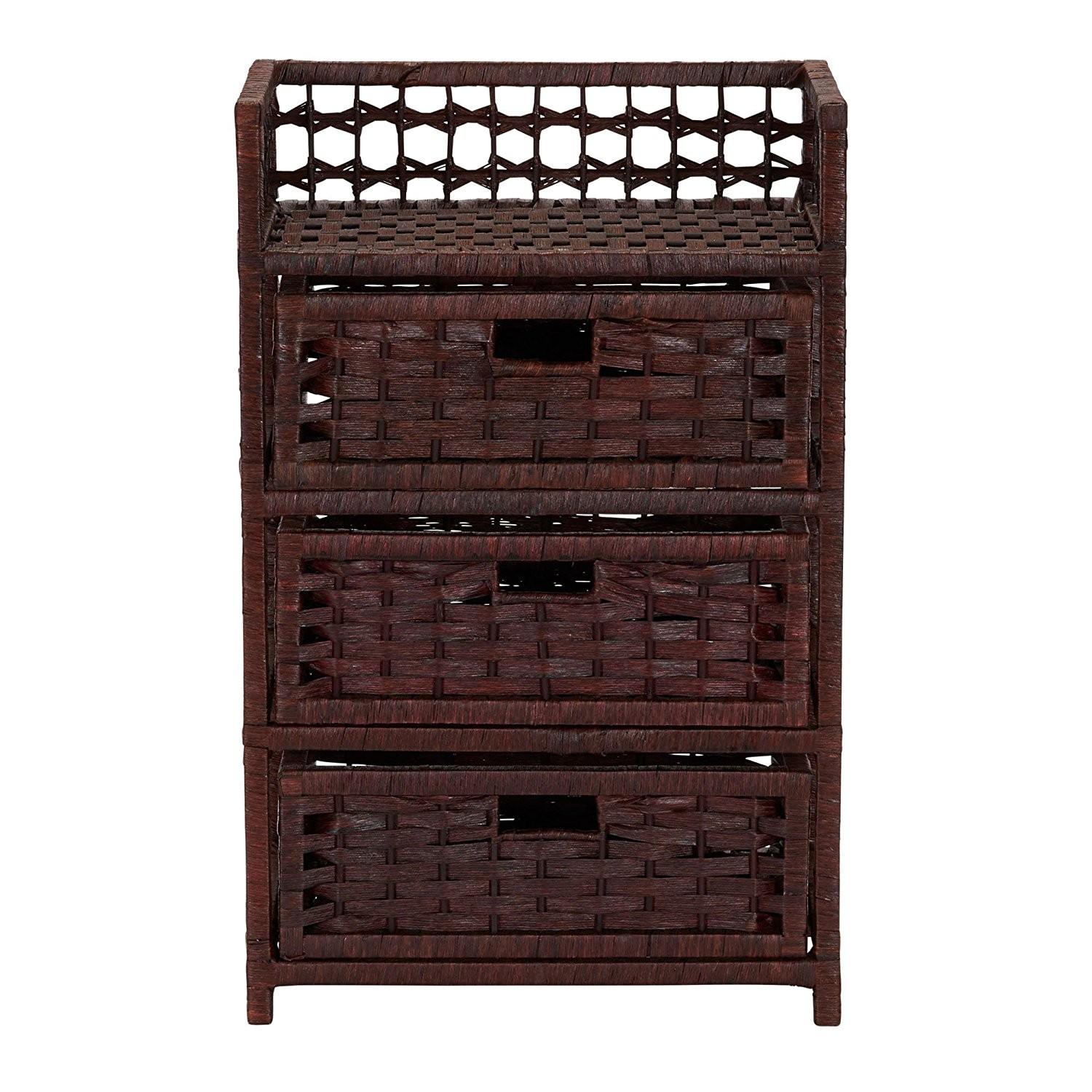 Custom Contemporary 3 Drawer Wicker Chest - AptDeco