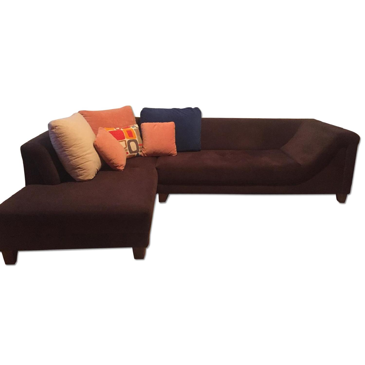 Enza Micro Suede Sectional Sofa - AptDeco