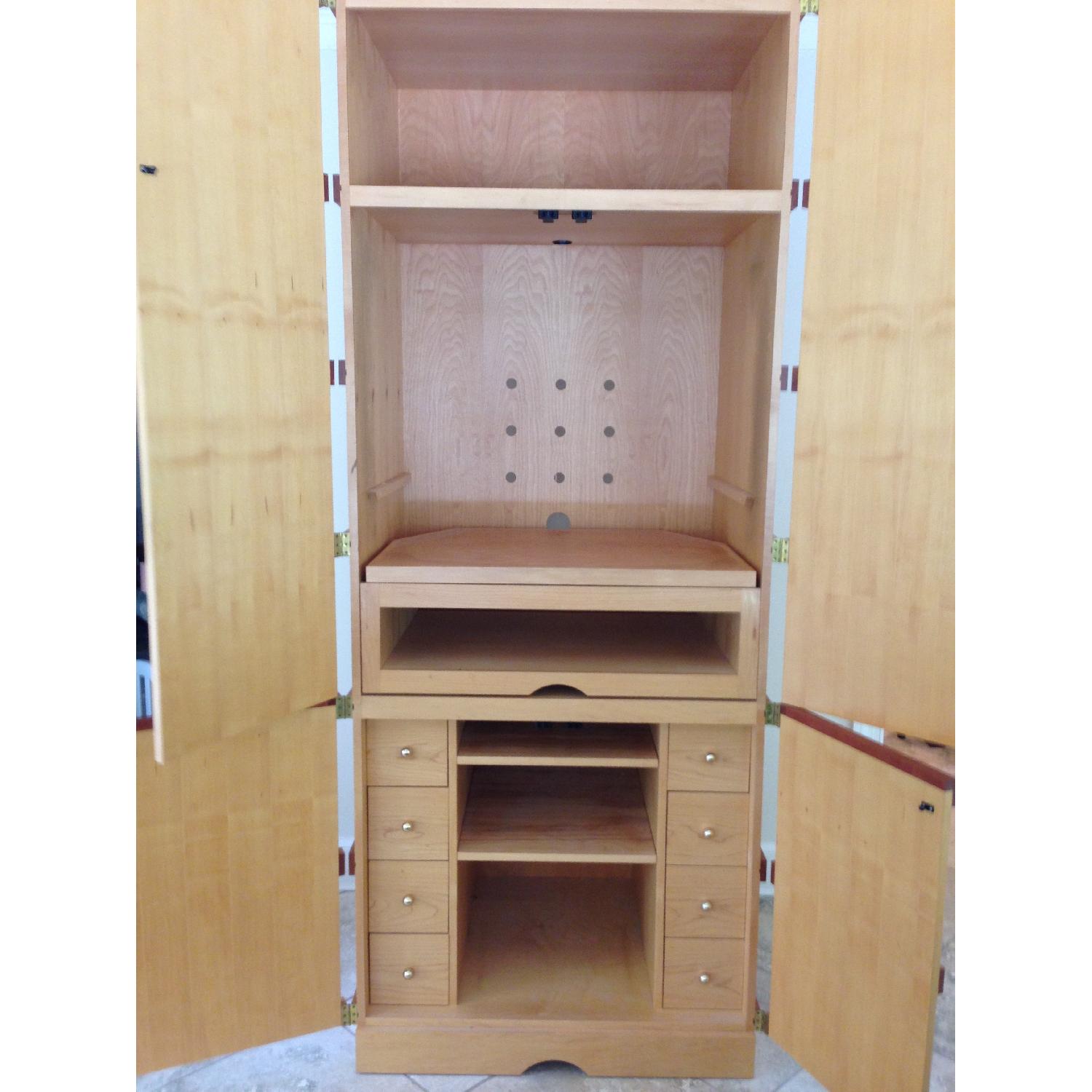 Custom Made Solid Maple Armoire with Cherry Trim - AptDeco