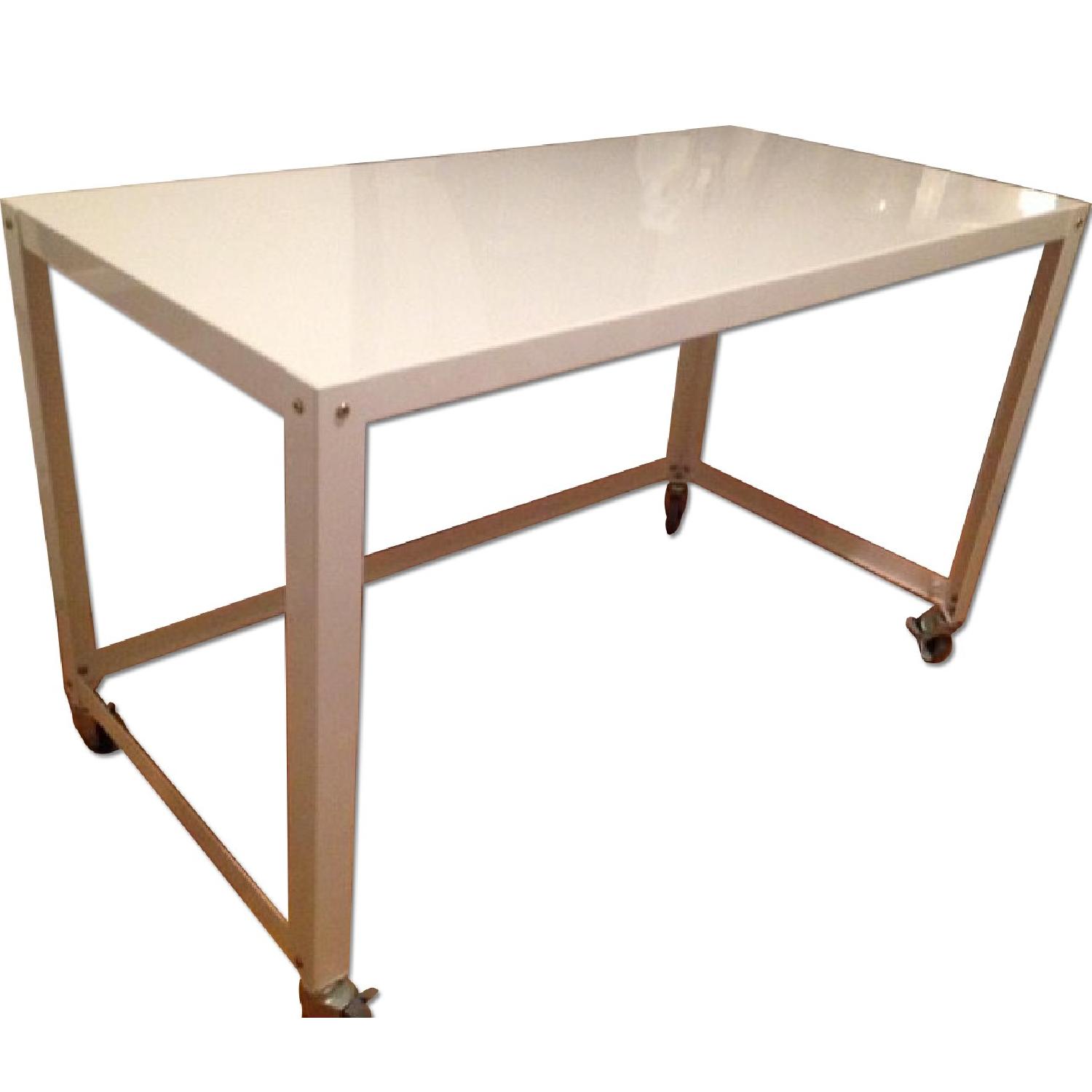 CB2 Go-Cart White Rolling Desk - AptDeco
