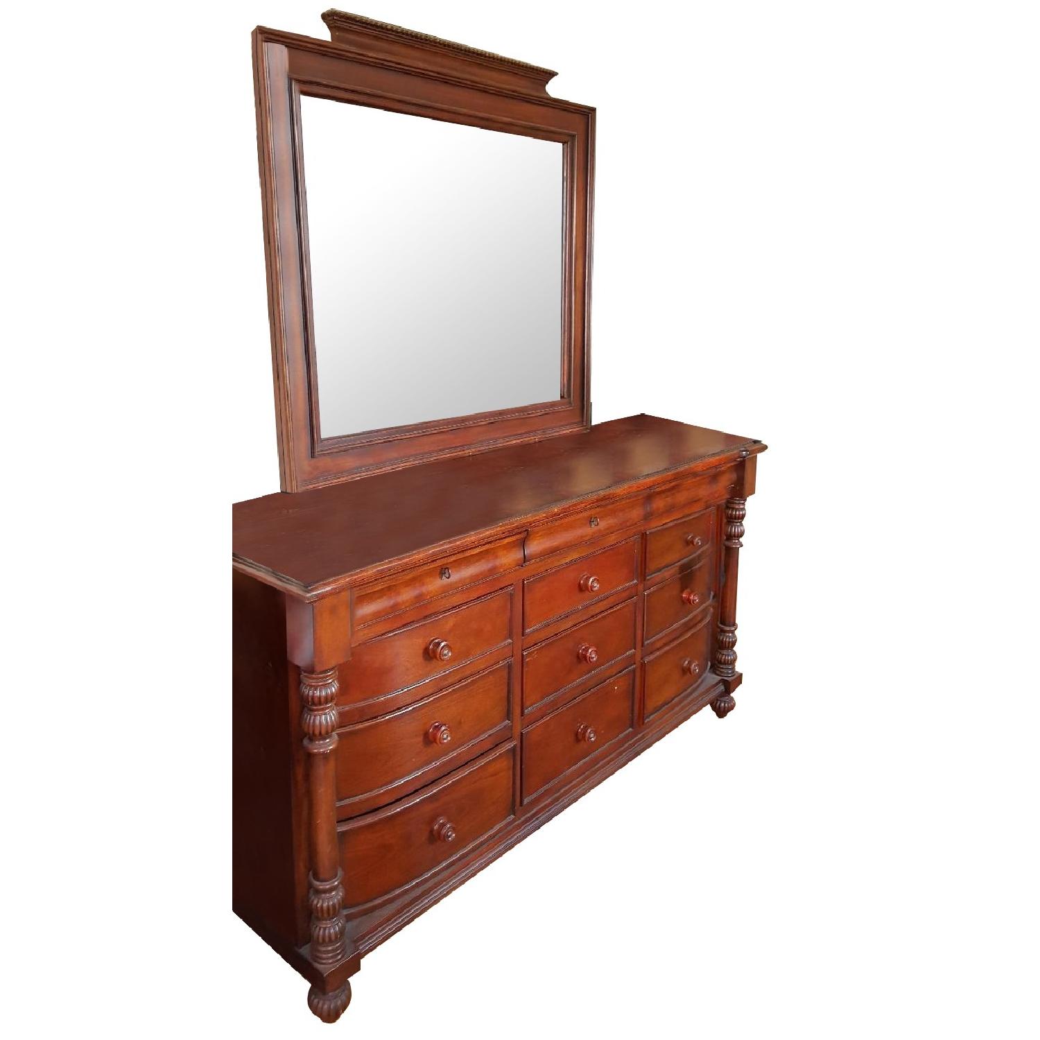 Dark Solid Wood Armoire & Dresser Set - AptDeco