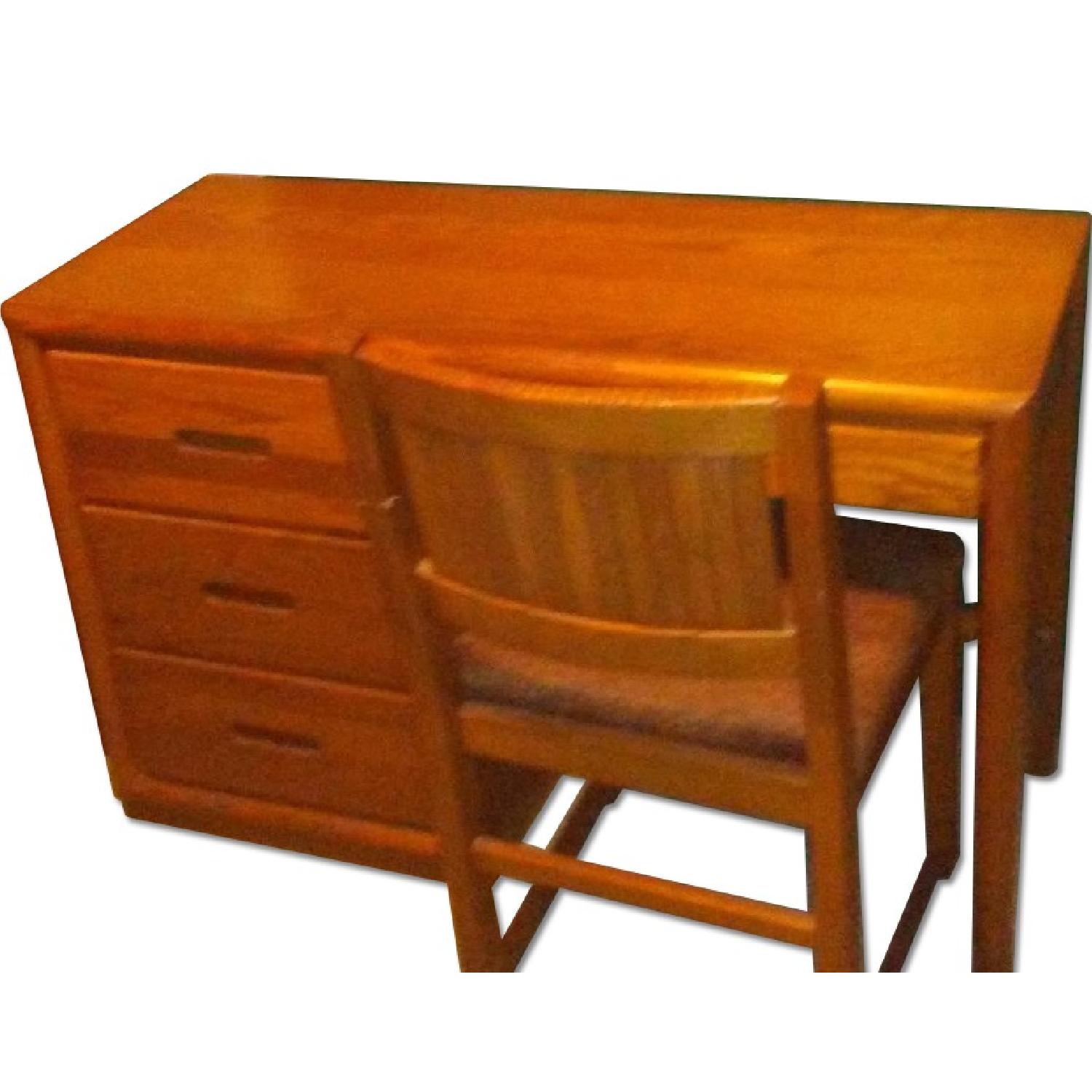 Dixie Furniture Company Wood Desk & Chair - AptDeco