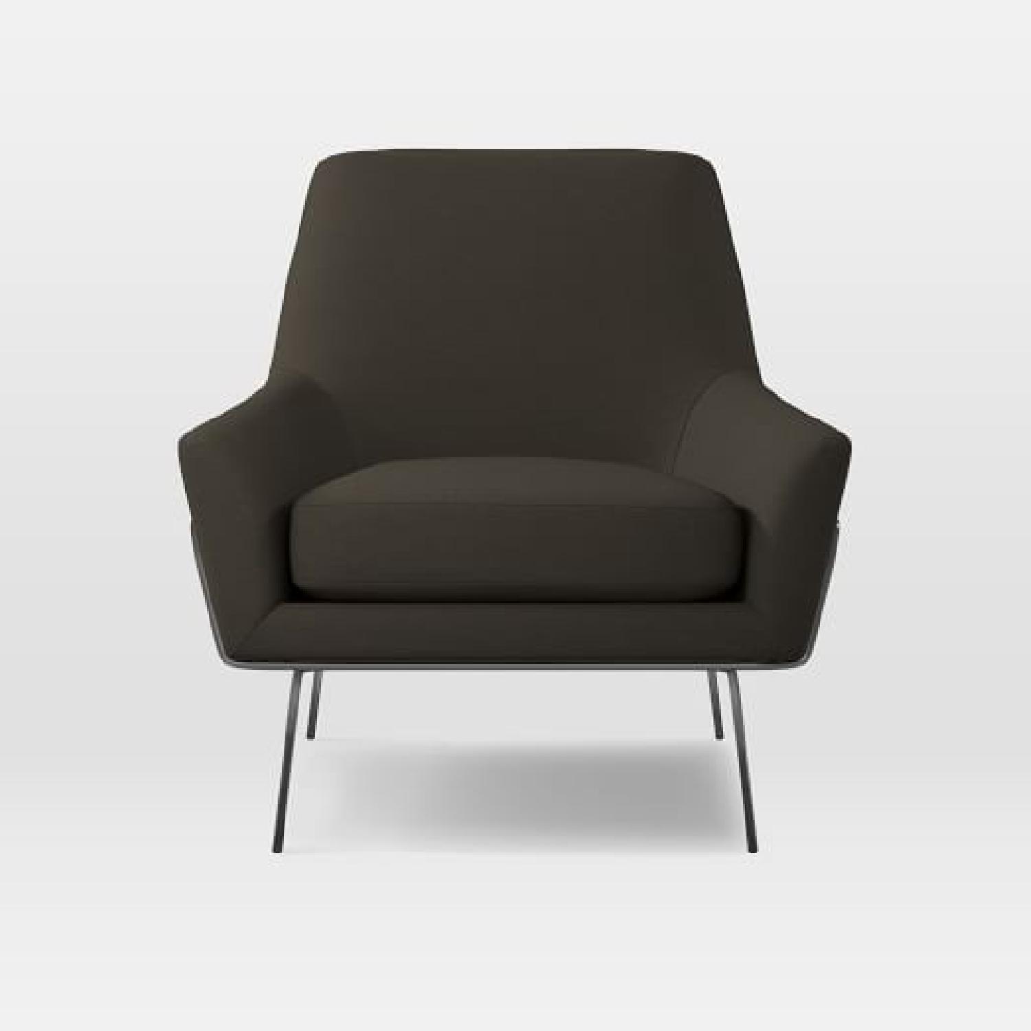 West Elm Lucas Wire Base Chair in Designtex Dashing Crow - AptDeco