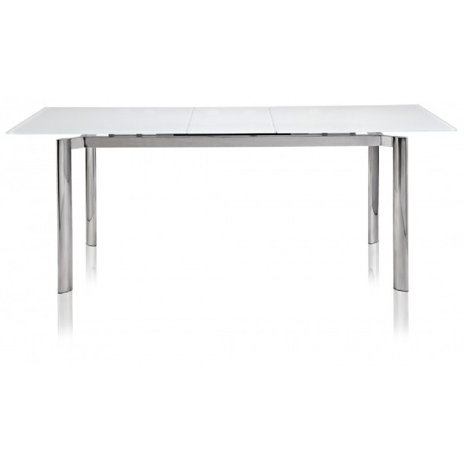 Modani Glass Extendable Modern Dining Table in White - AptDeco