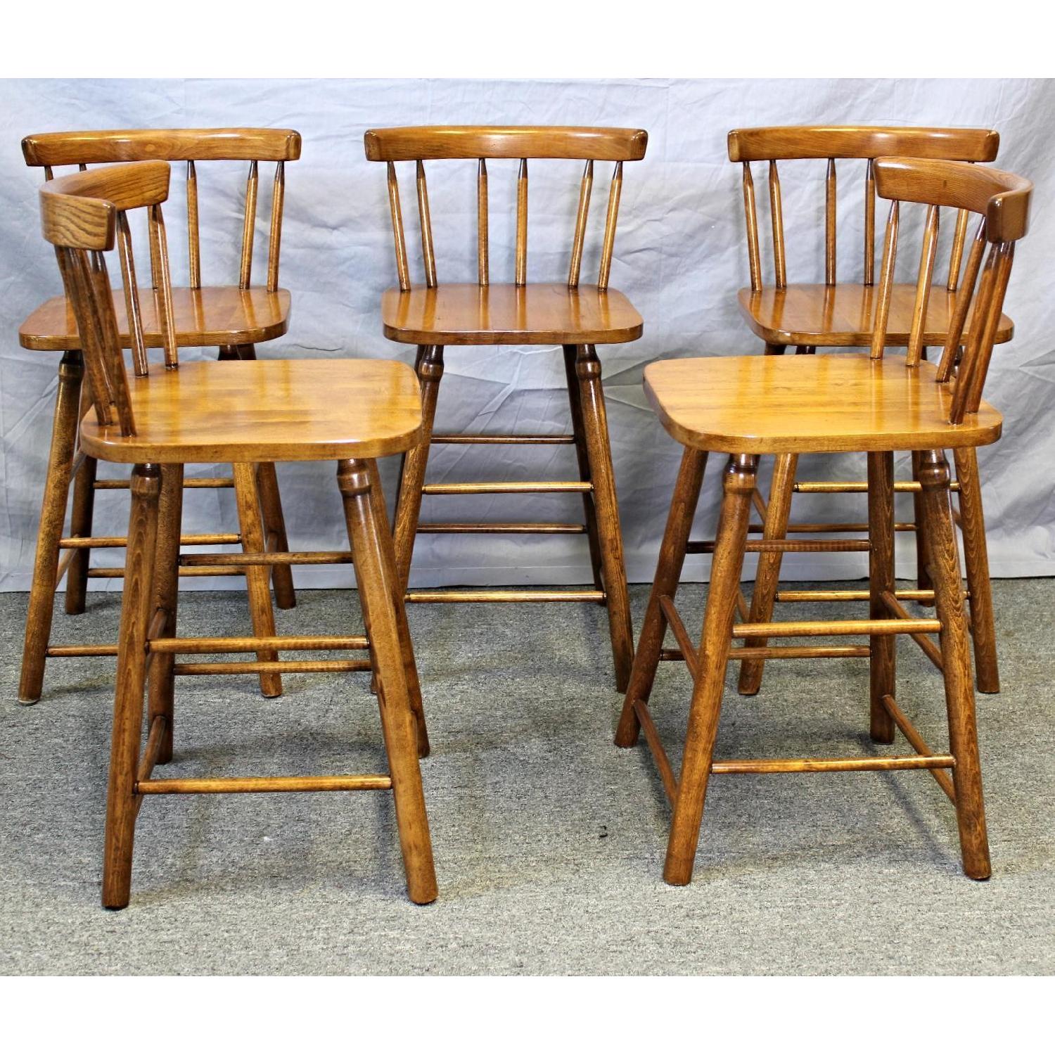 Walnut Spindle Back Side Chair/Counter Stool - AptDeco