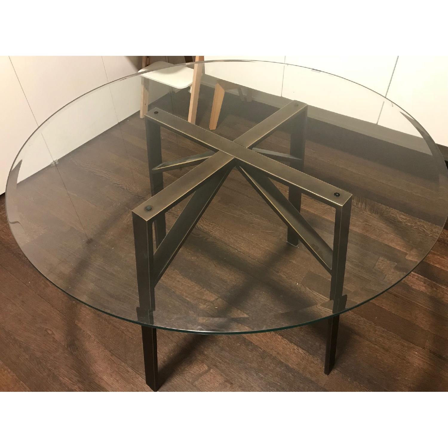 Crate & Barrel Belden Round High Dining Table w/ Glass Top - AptDeco