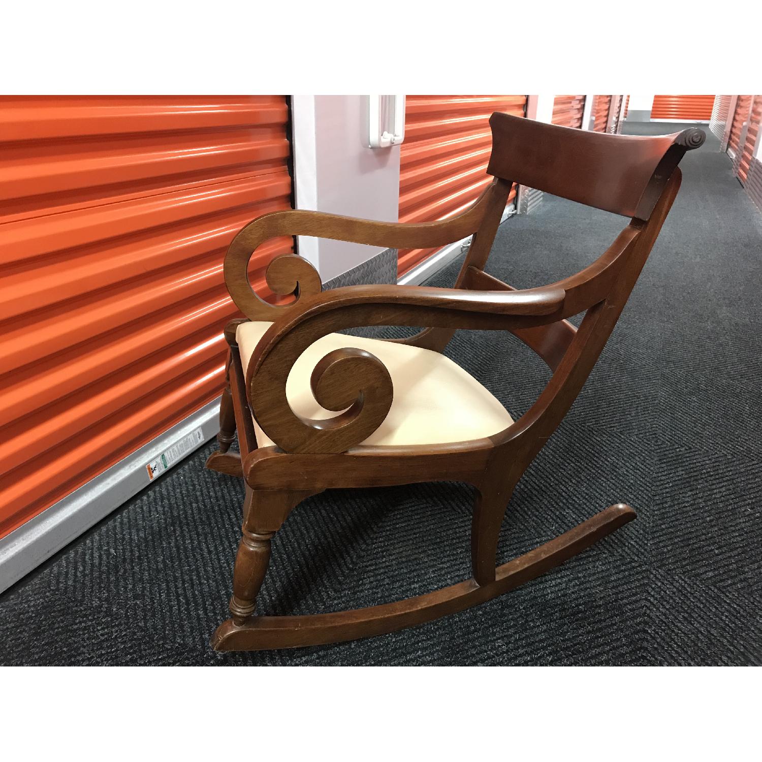 Rocking Chair w/ Cream Leather Seat - AptDeco