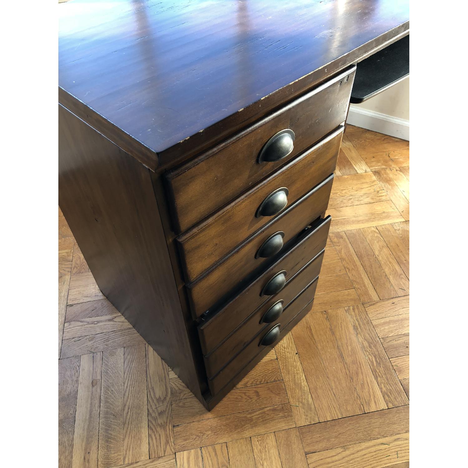Pottery Barn Printer's Small Desk in Tuscan Chestnut Stain - AptDeco
