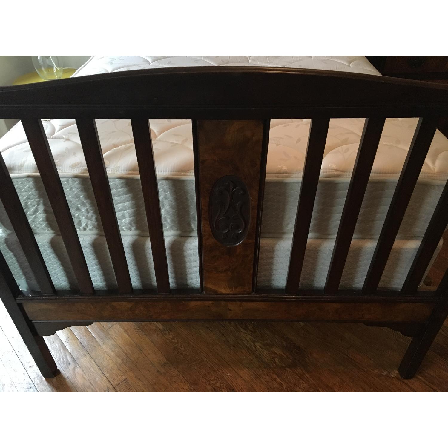 Antique Hand-Carved Wooden Bed Frame - AptDeco