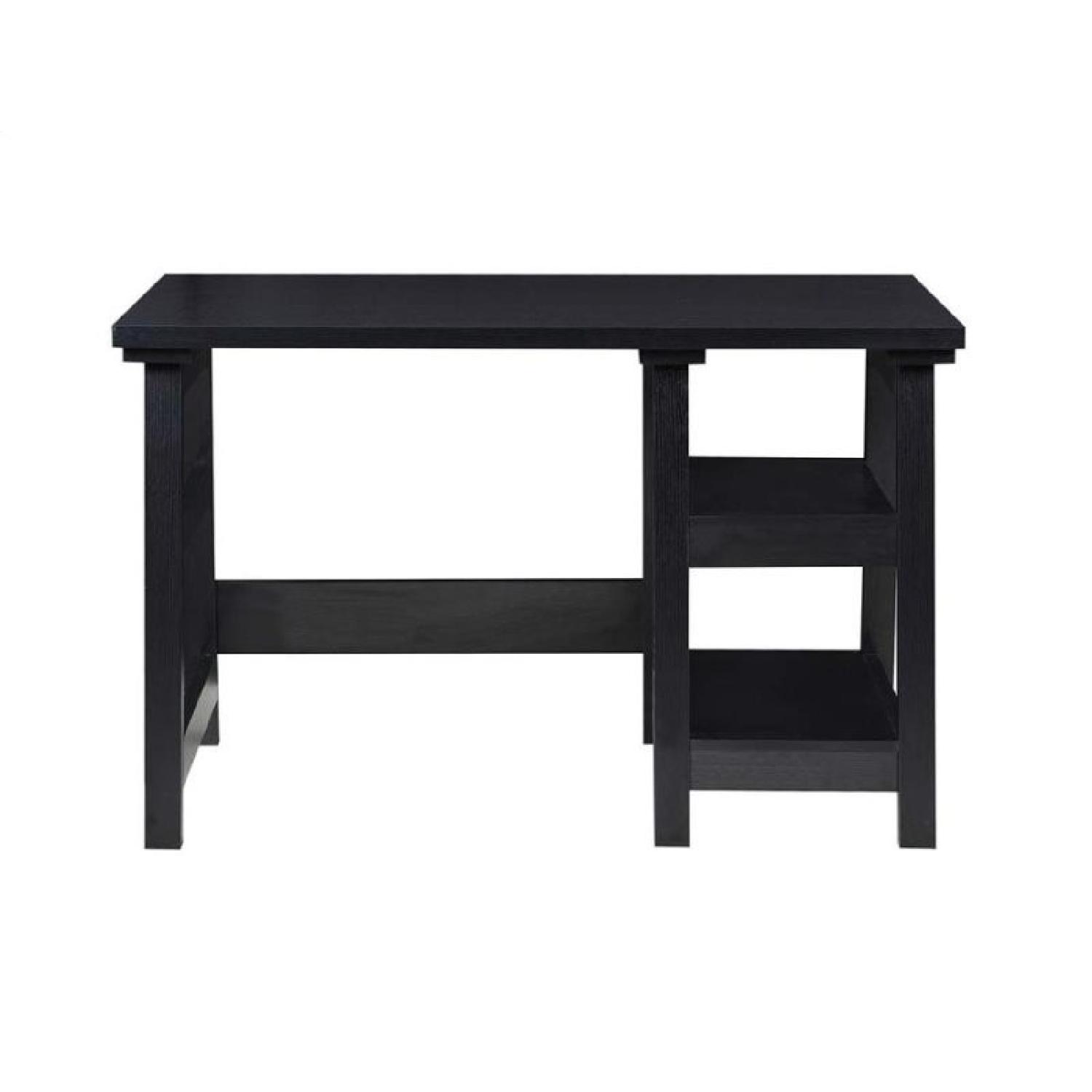 Simple Writing Desk w/ Tier Shelves in Black Finish - AptDeco
