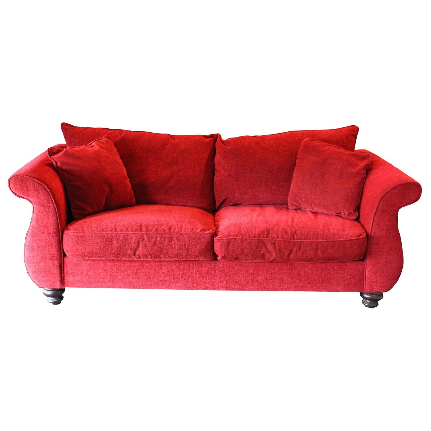 Rowe Red Chenille Sofa - AptDeco