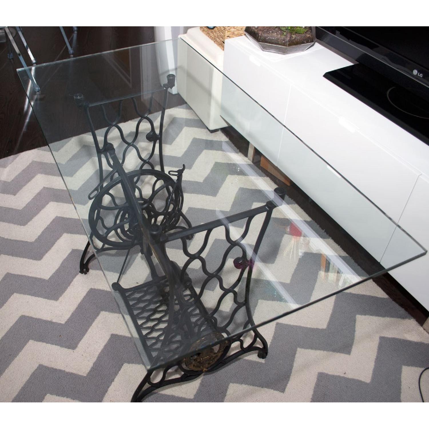 Singer Sewing Machine Base With Glass Top Office Table - AptDeco
