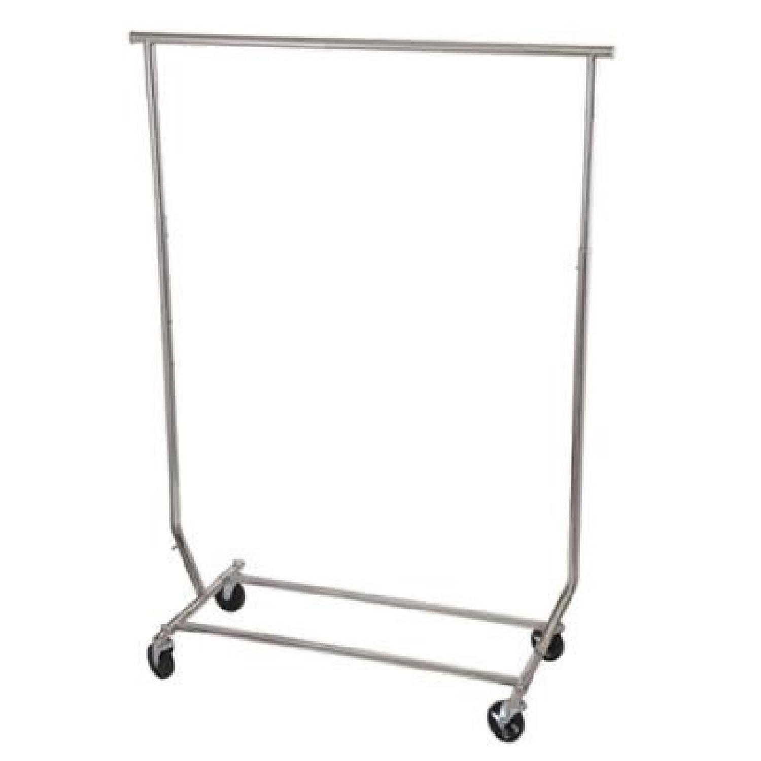 Uline Single Rolling Clothes Rack- Silver - AptDeco