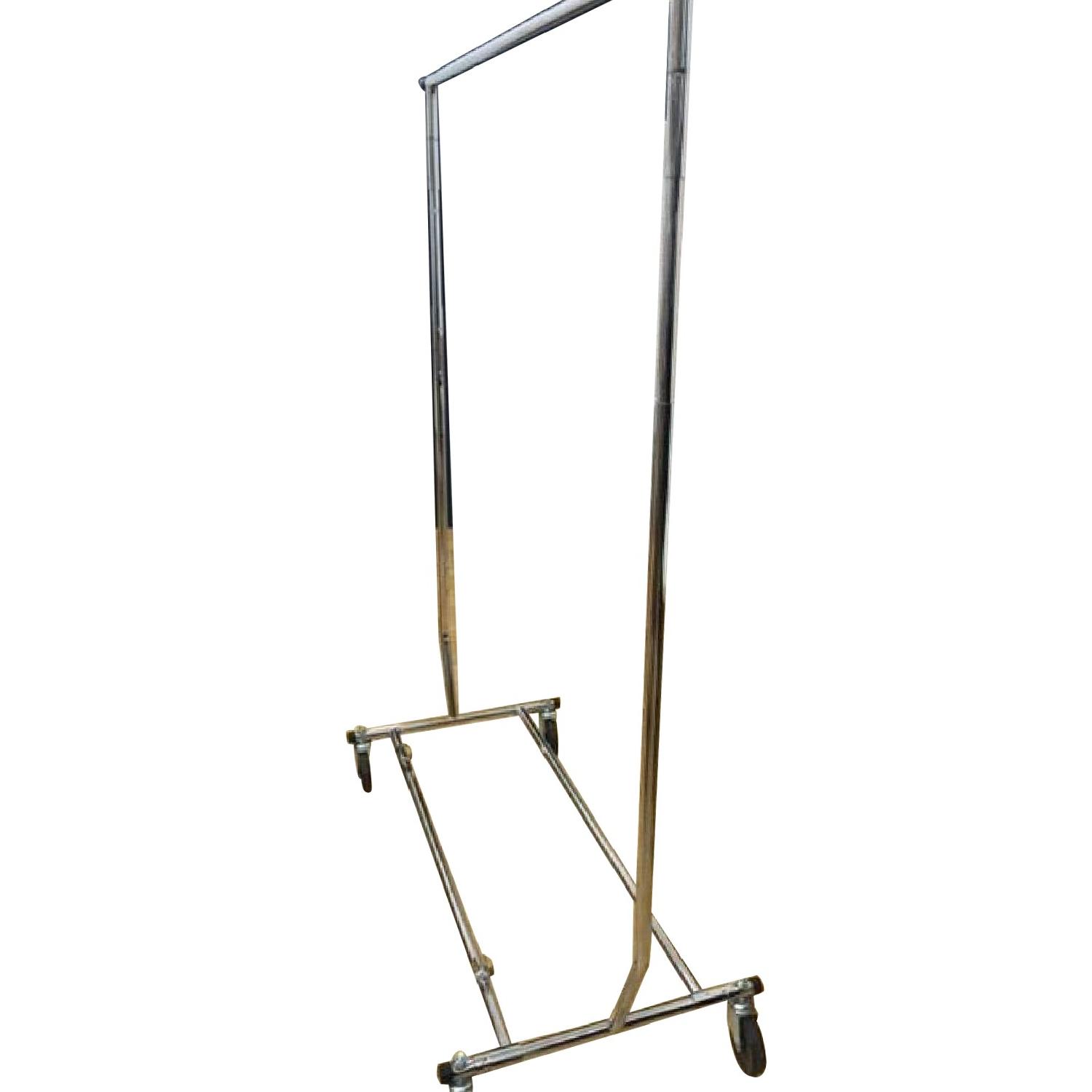 Uline Single Rolling Clothes Rack- Silver - AptDeco