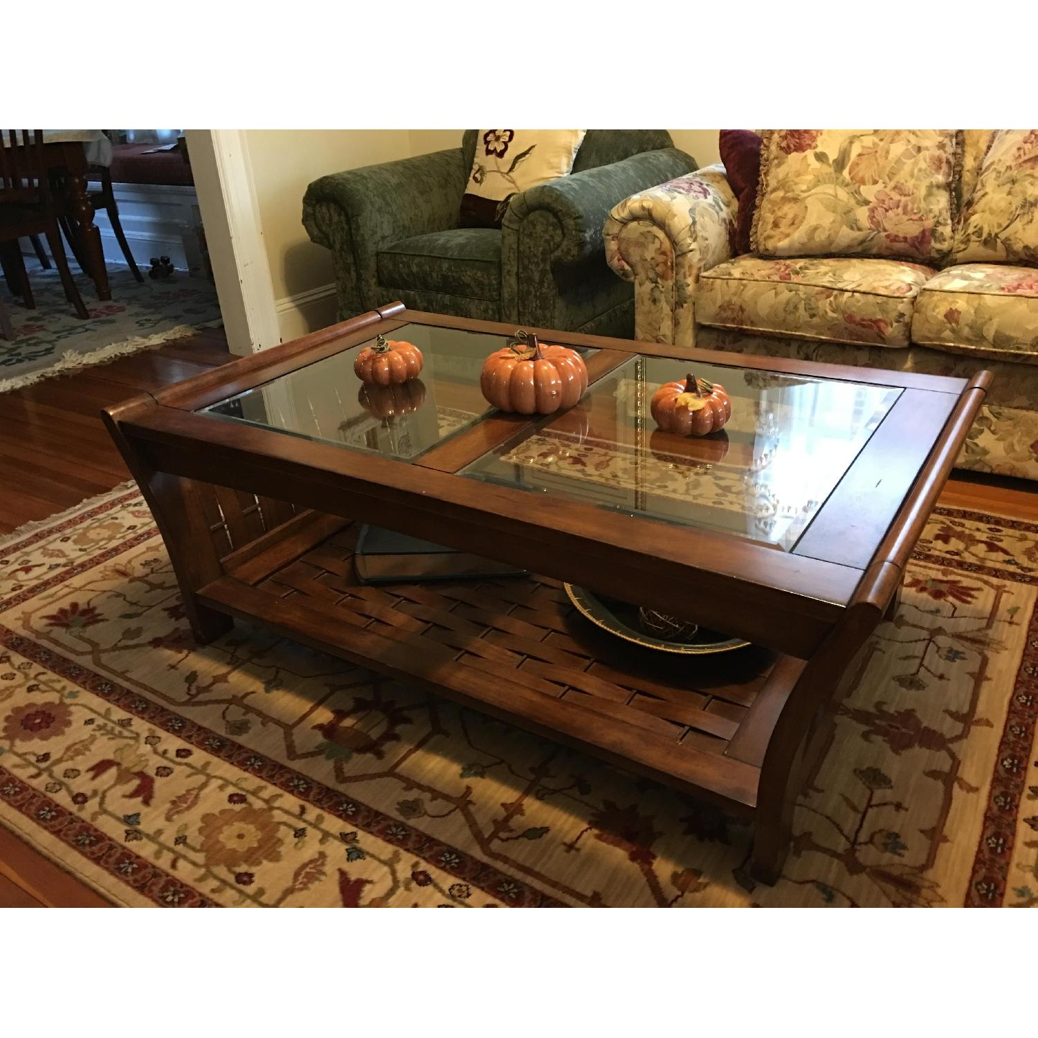 Peter Andrews Basketweave Coffee Table + Side Table - AptDeco